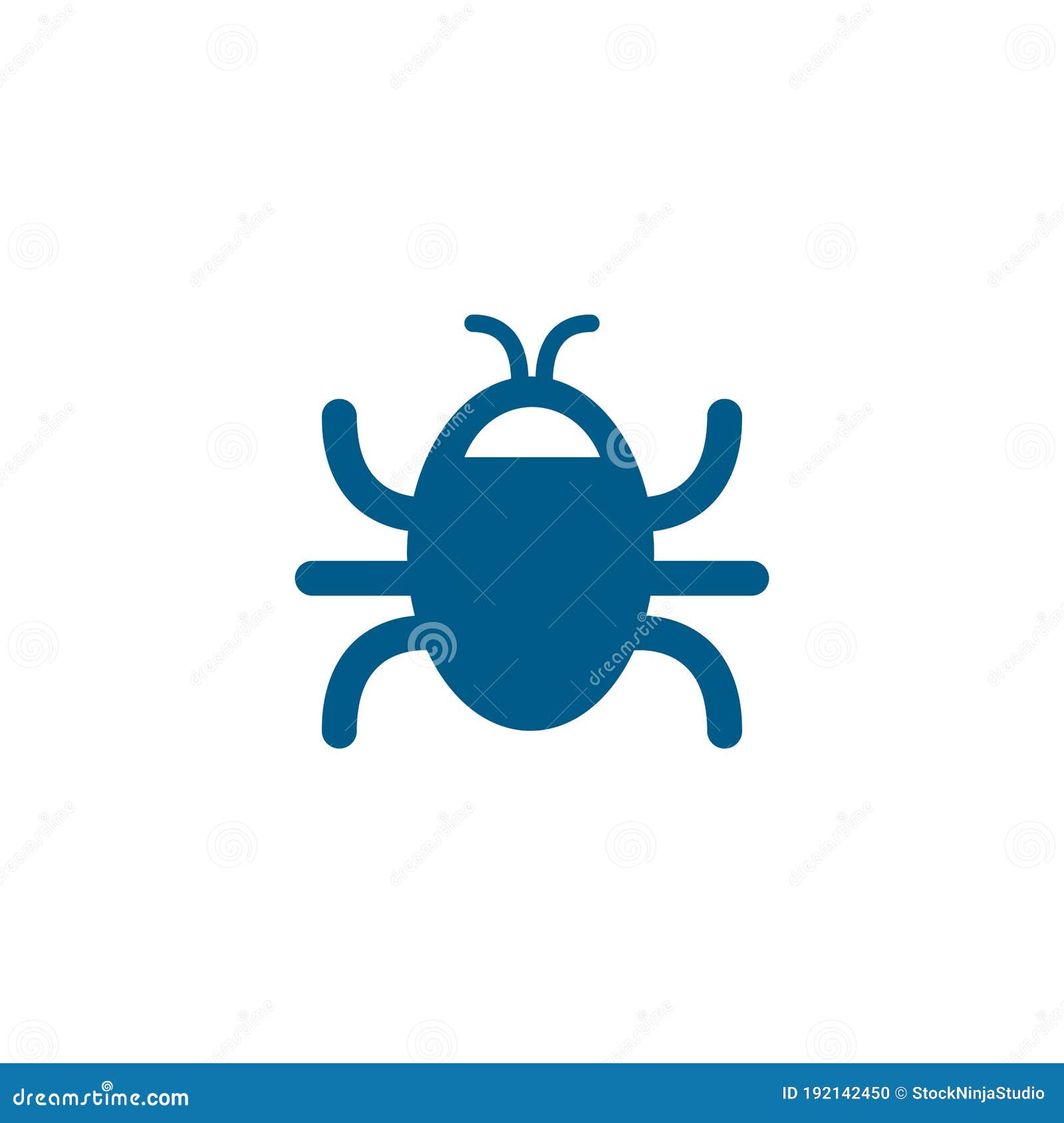 Bug Blue Icon on White Background. Blue Flat Style Vector Illustration ...