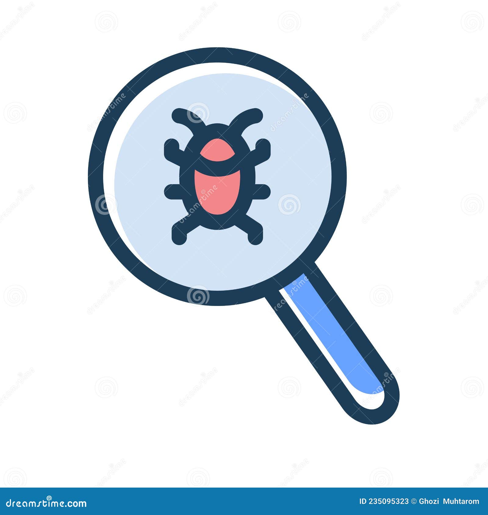 Bug Catcher Malware Virus Scan Searching Single Isolated Icon with Dash ...