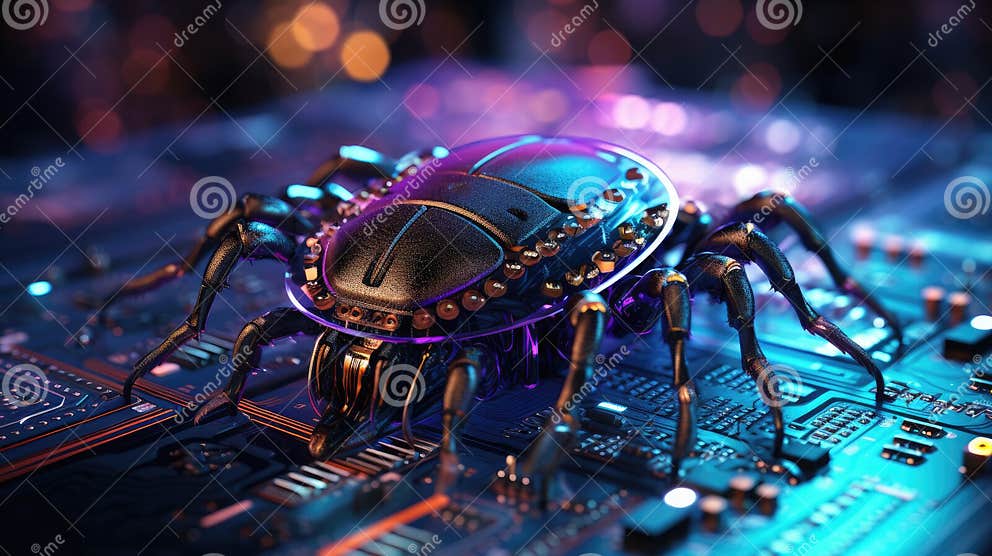 Bug on a Computer Chip, Software Security Concept. Errors in the Program Stock Illustration ...