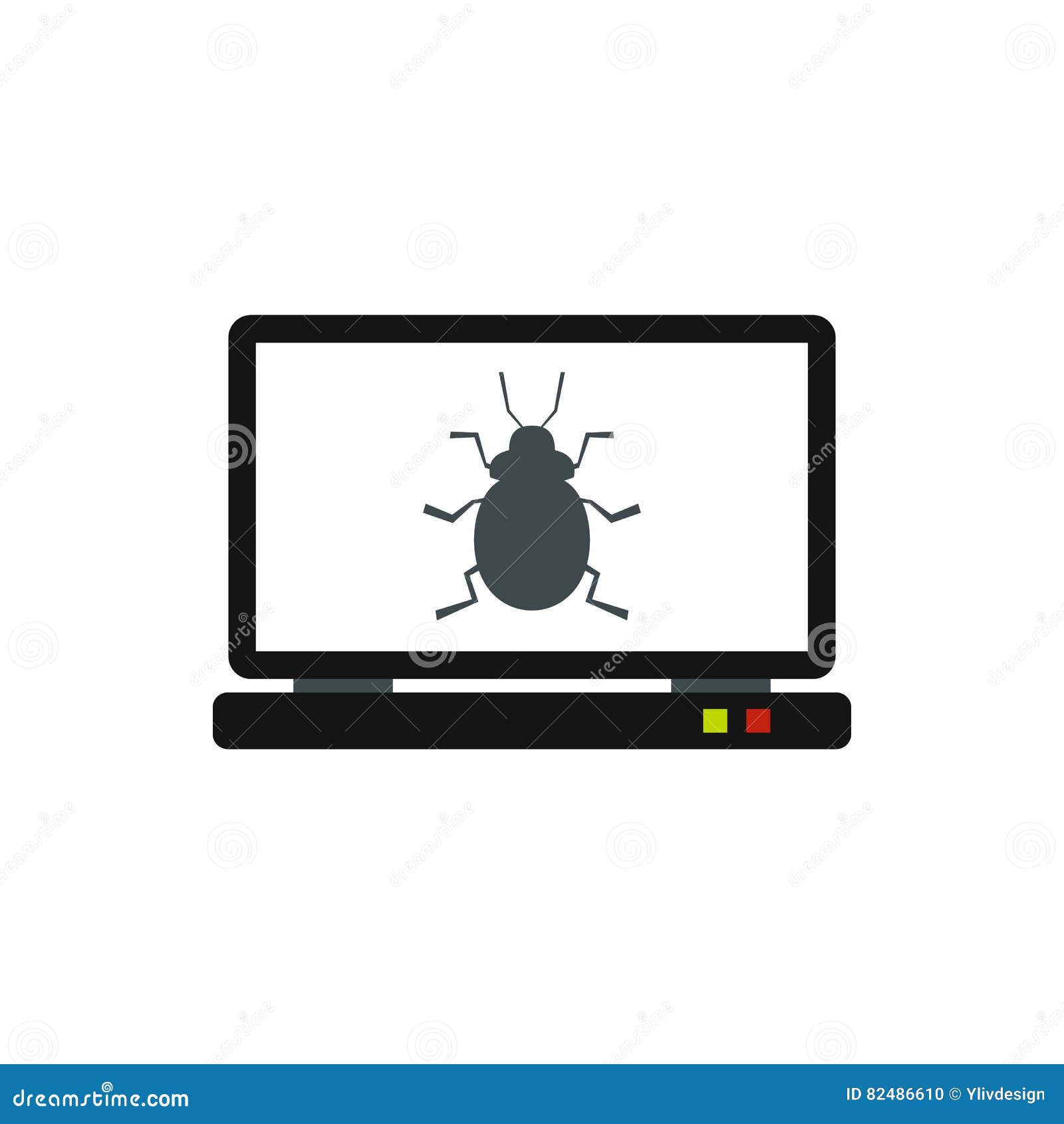 Bug in Computer Icon, Flat Style Stock Vector - Illustration of ...