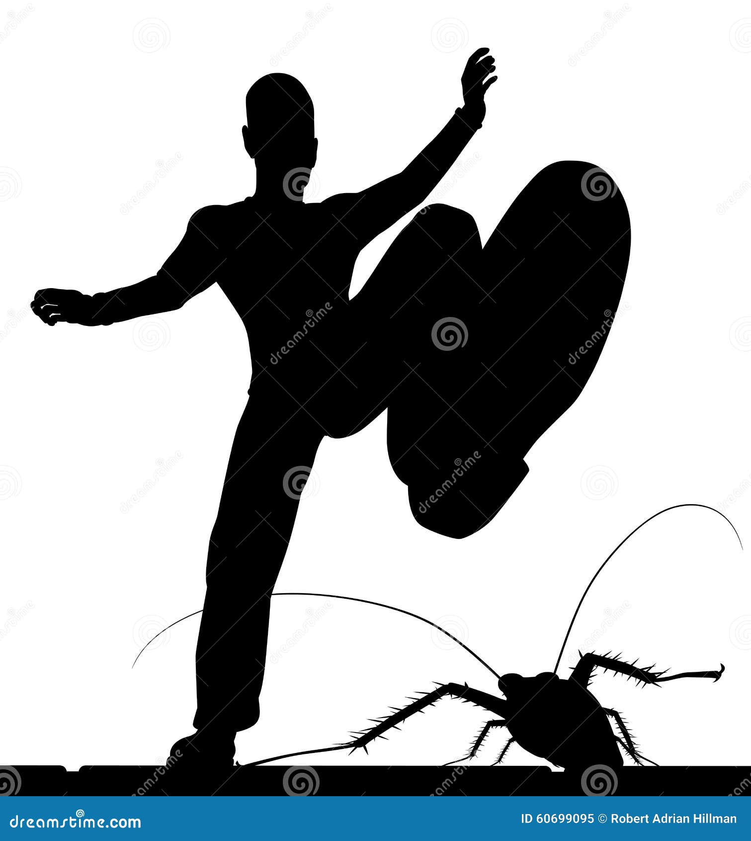 Crush Cockroach. Scared Insect Under Big Human Foot Vector Illustration ...