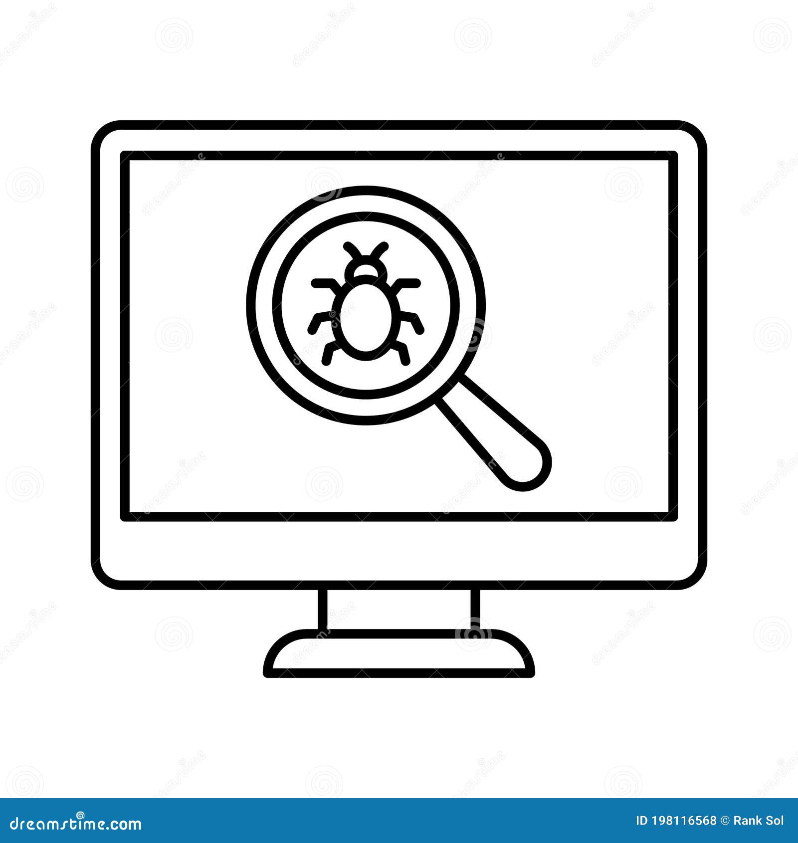 Bug Detection Outline Vector Icon Which Can Easily Modify or Edit Stock ...