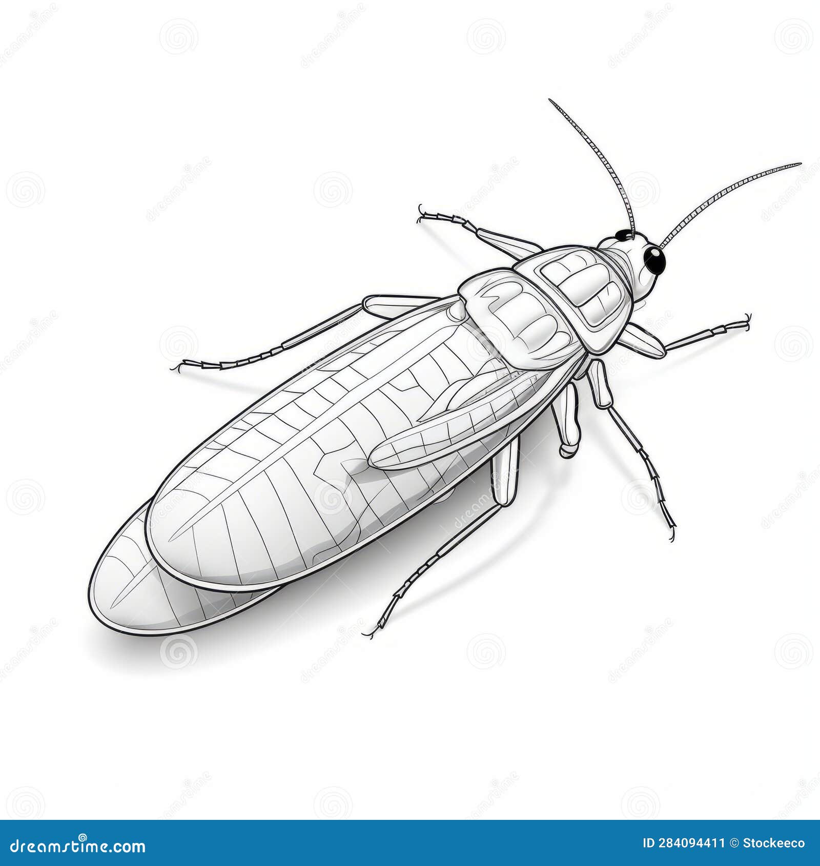 Architectural Illustration of a Monochromatic Cockroach on White ...