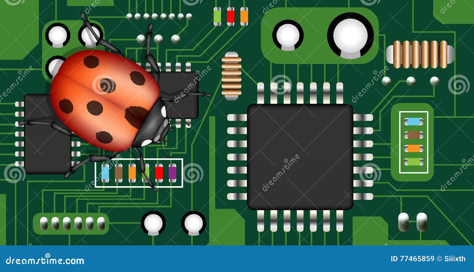 Bug on a Electric Circuit Board Stock Vector - Illustration of ...