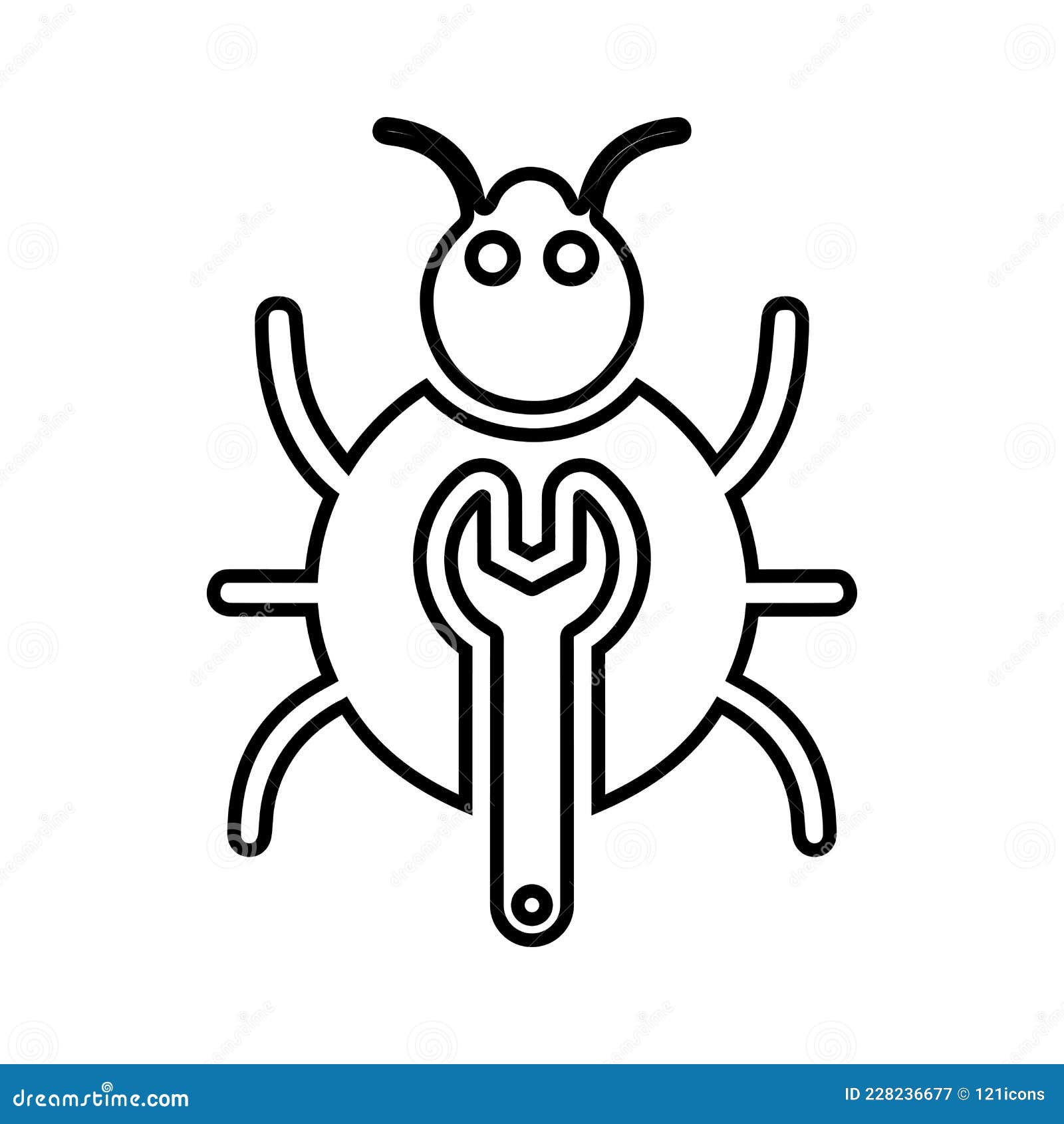 Bug, Fix Outline Icon. Line Art Vector Stock Vector - Illustration of ...
