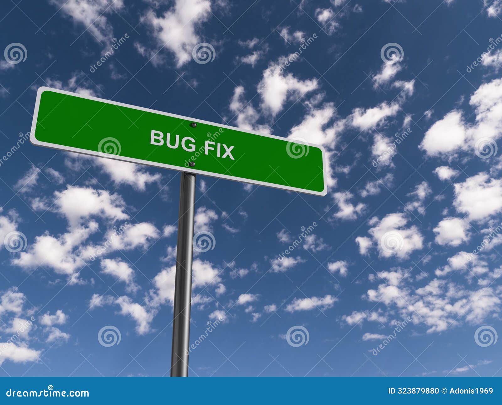 Bug Fix Traffic Sign on Blue Sky Stock Photo - Image of deploy, testing ...