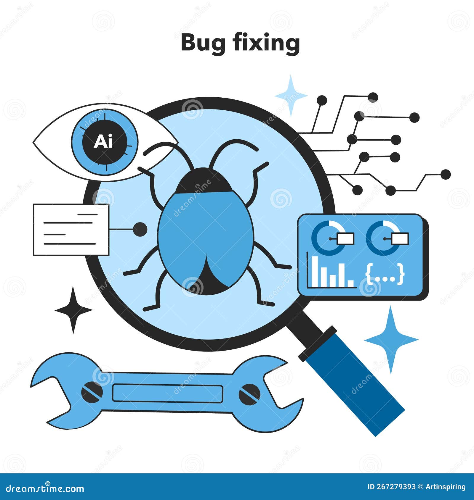 Bug Fixing As an Artificial Neural Network Benefit. Self-learning Computing Stock Vector ...