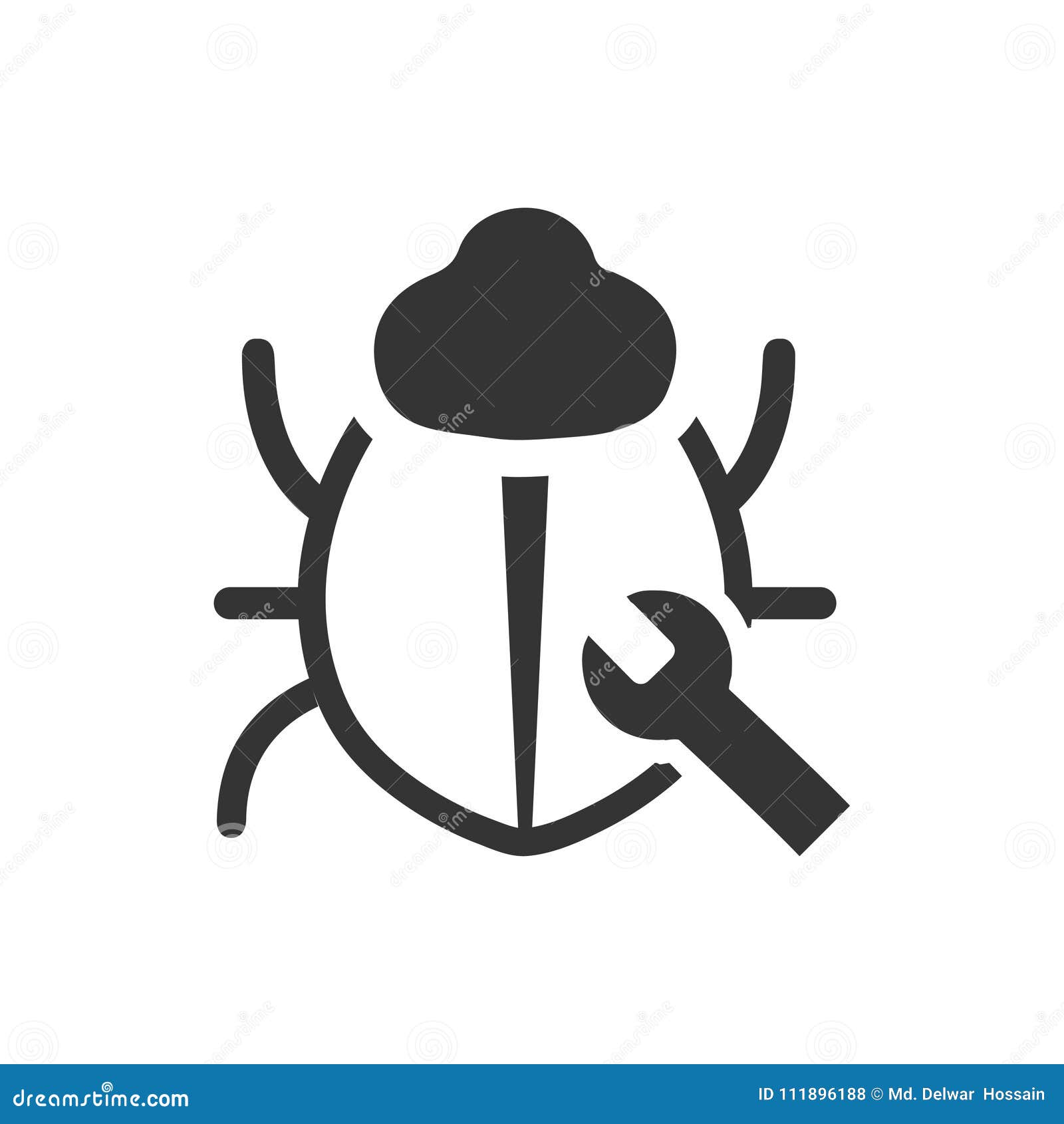 Bug fixing icon stock illustration. Illustration of website - 111896188