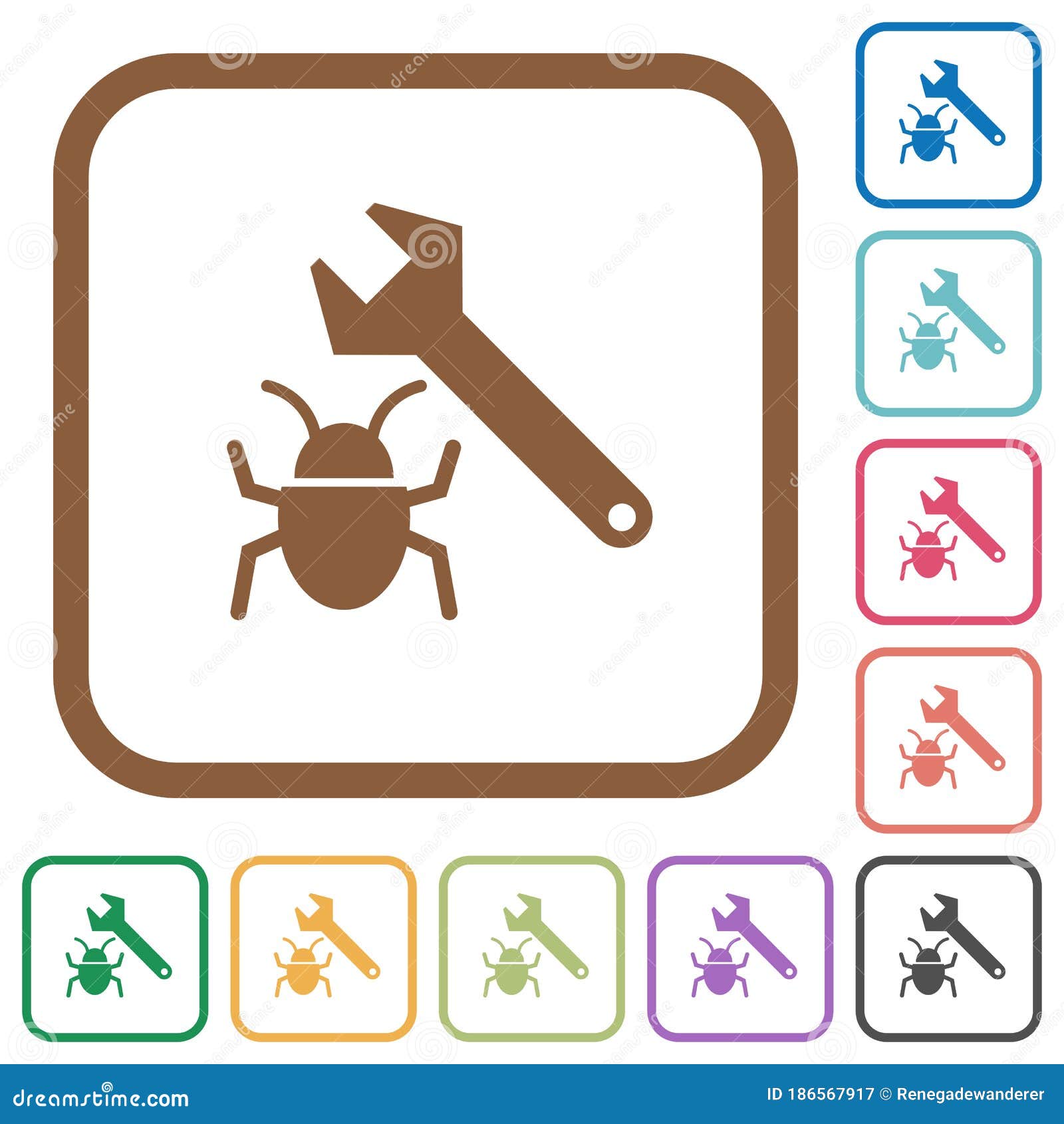 Bug fixing simple icons stock vector. Illustration of curved - 186567917