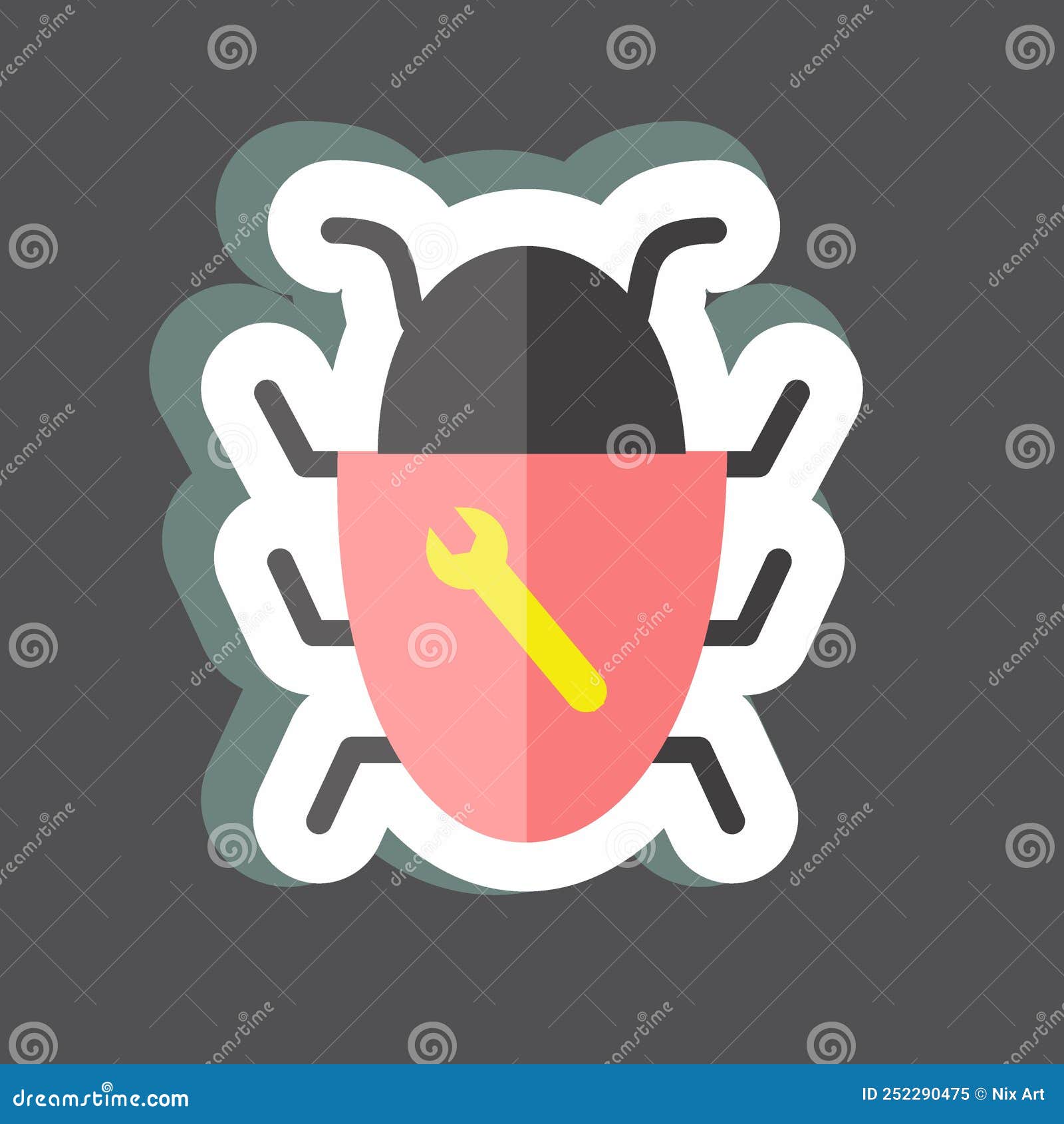 Bug Fixing Sticker in Trendy Isolated on Black Background Stock ...