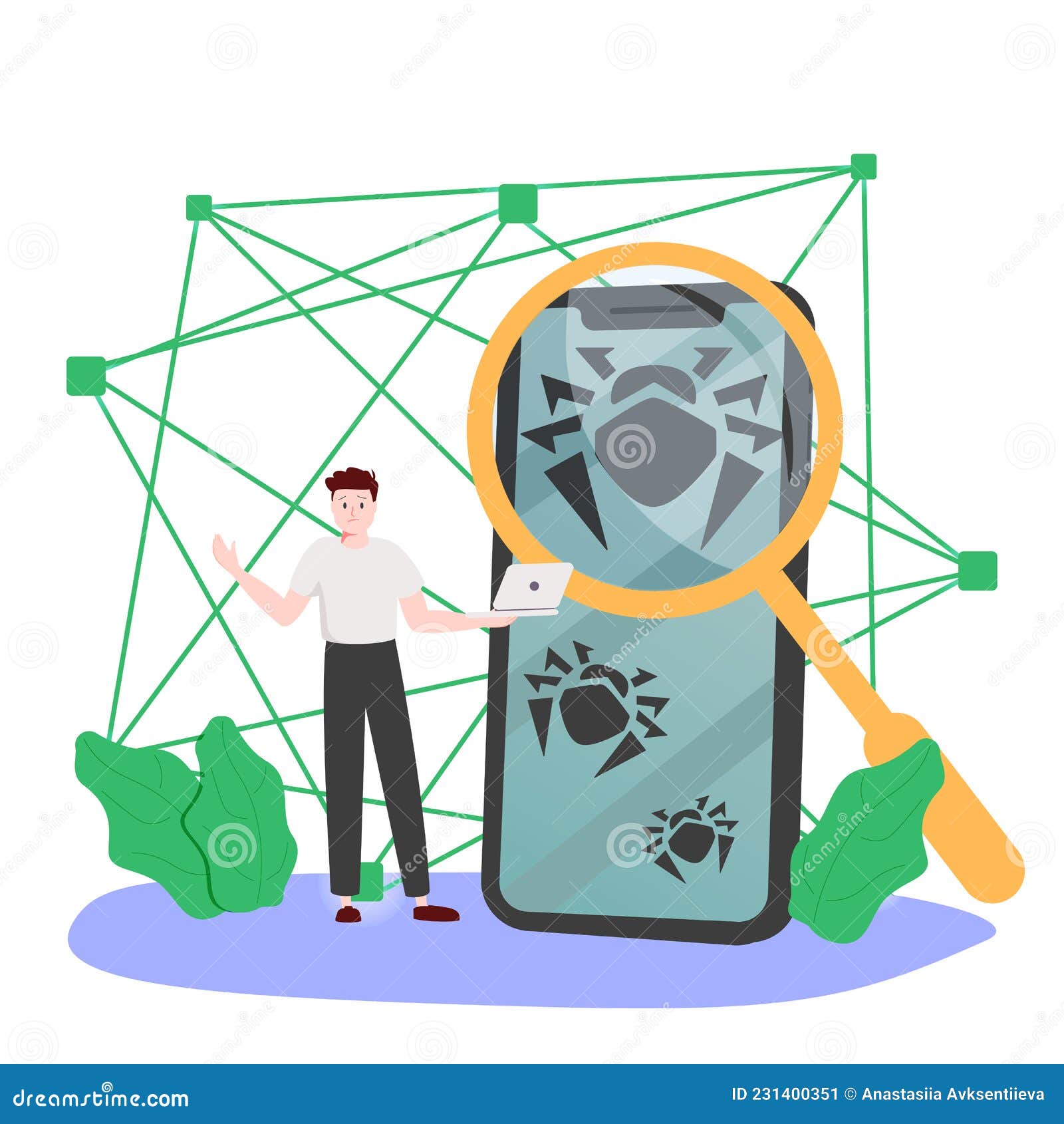 Bug Fixing Vector Illustration. Programming Corrupt Errors Flat Tiny ...