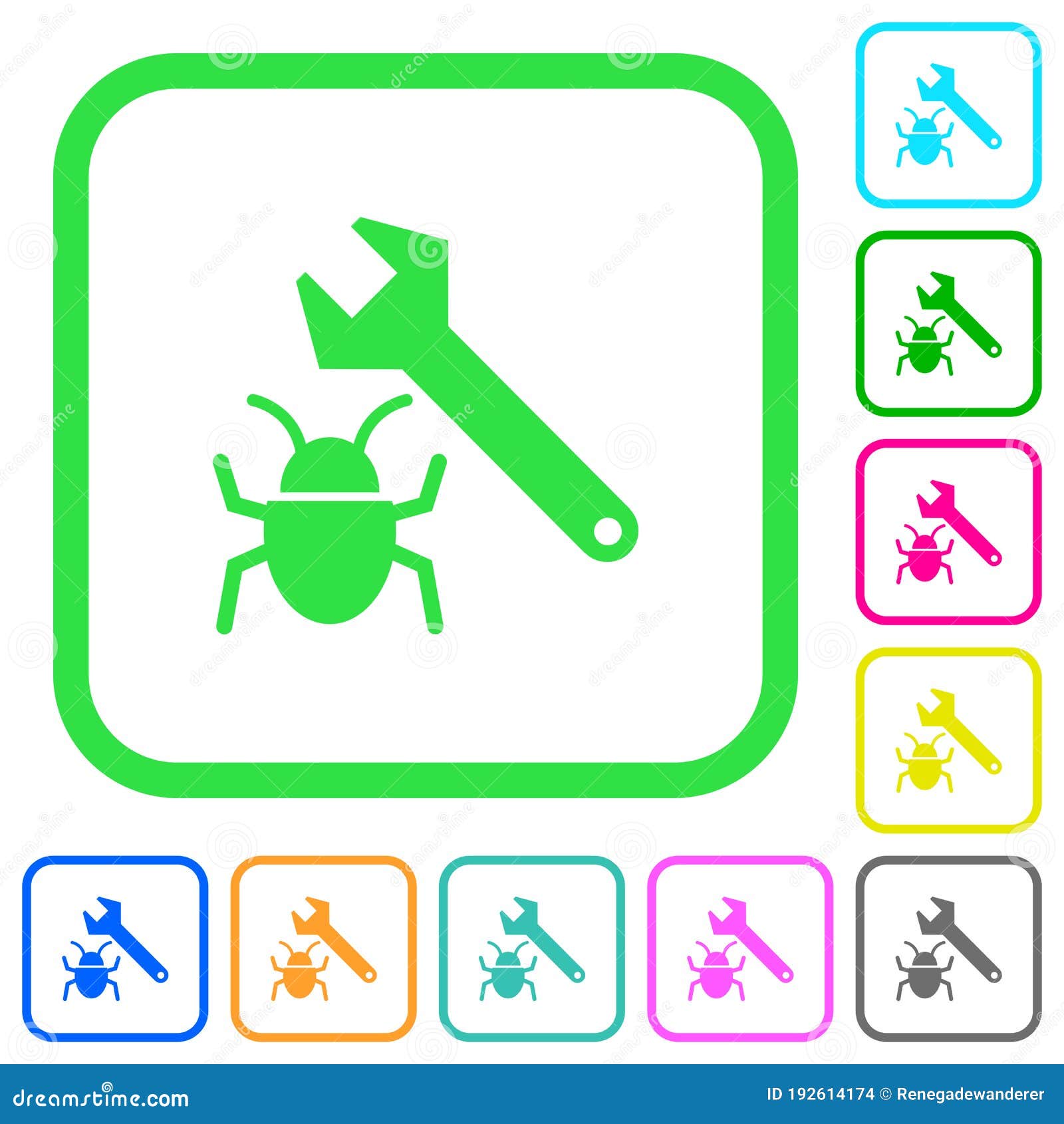 Bug Fixing Vivid Colored Flat Icons Icons Stock Vector - Illustration ...