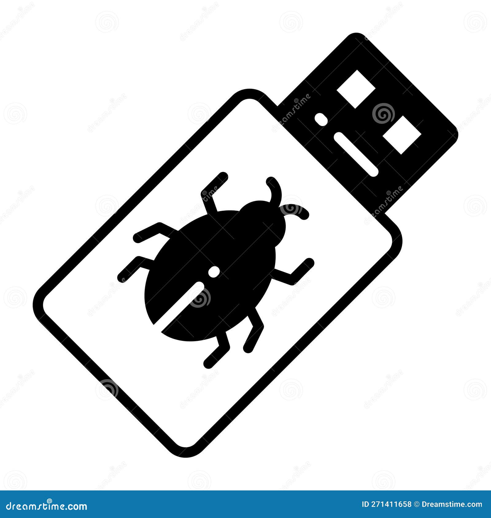 Bug on Flash Drive Denoting Concept Vector of Hacked Usb, Data Threat ...