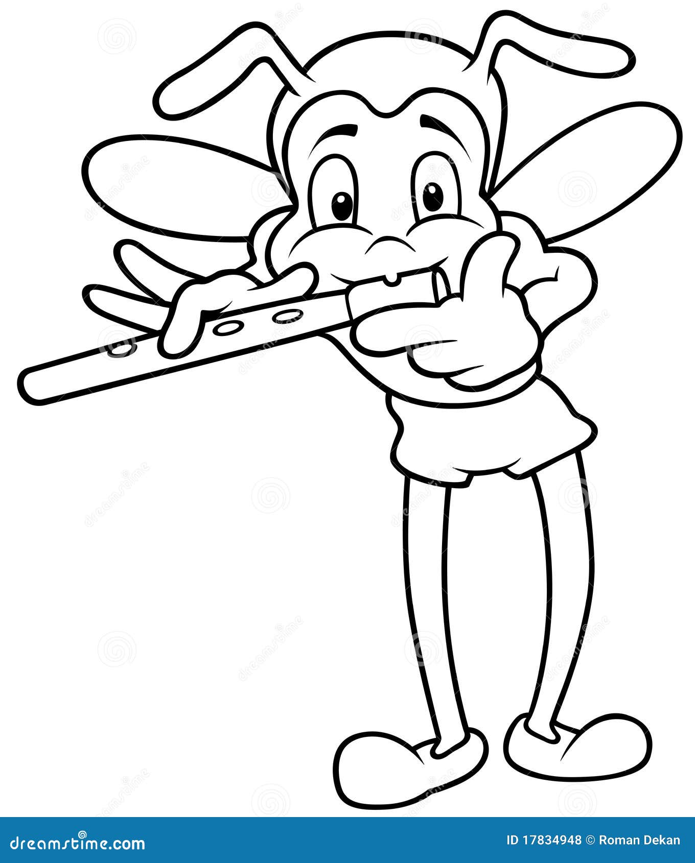 Bug and Flute stock vector. Illustration of smile, outline - 17834948