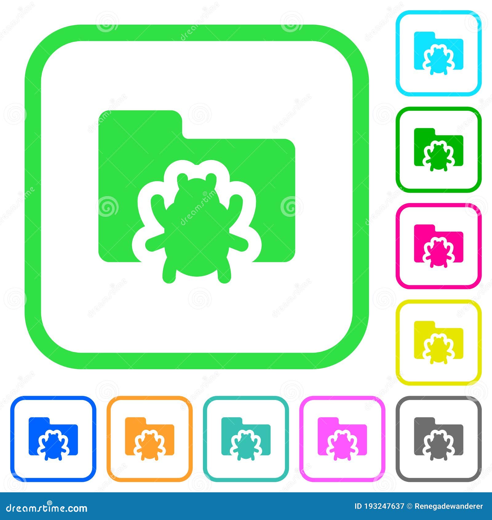 Bug Folder Vivid Colored Flat Icons Icons Stock Vector - Illustration ...