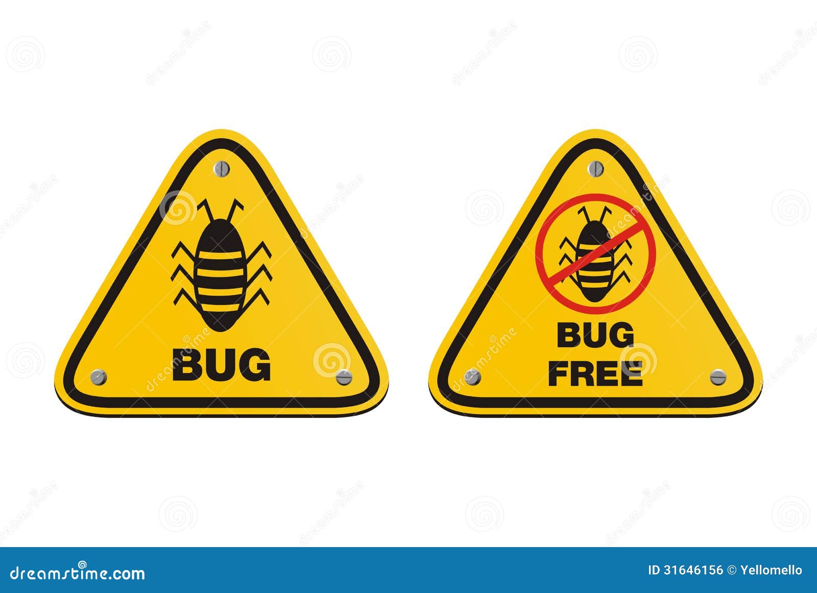 Bug free - yellow signs stock illustration. Illustration of sign - 31646156