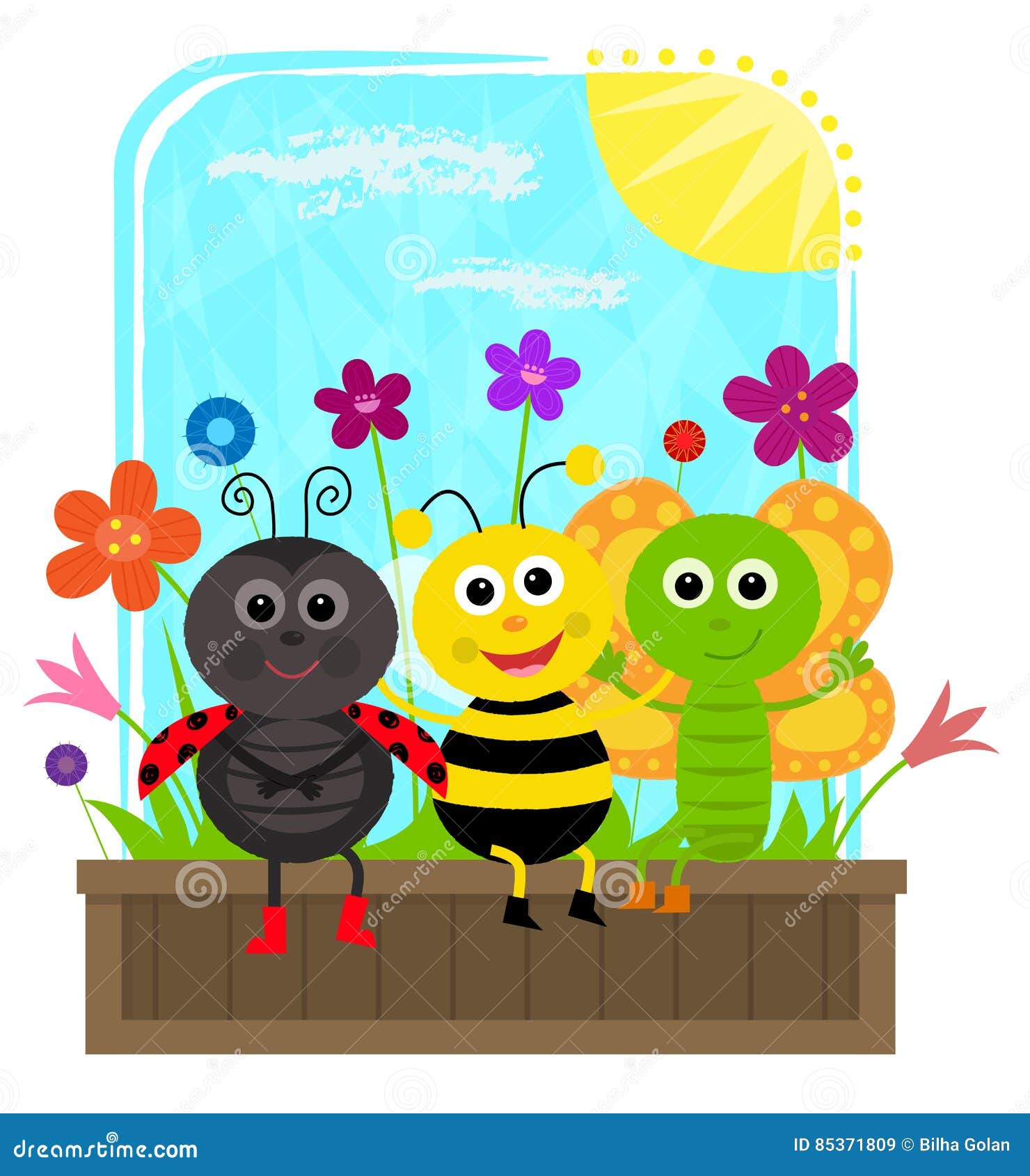 Bug Friends stock vector. Illustration of planter, cheerful - 85371809