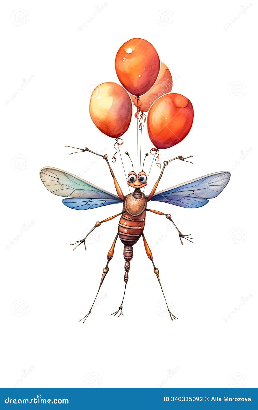 A Bug is Holding a Bunch of Balloons Stock Illustration - Illustration ...