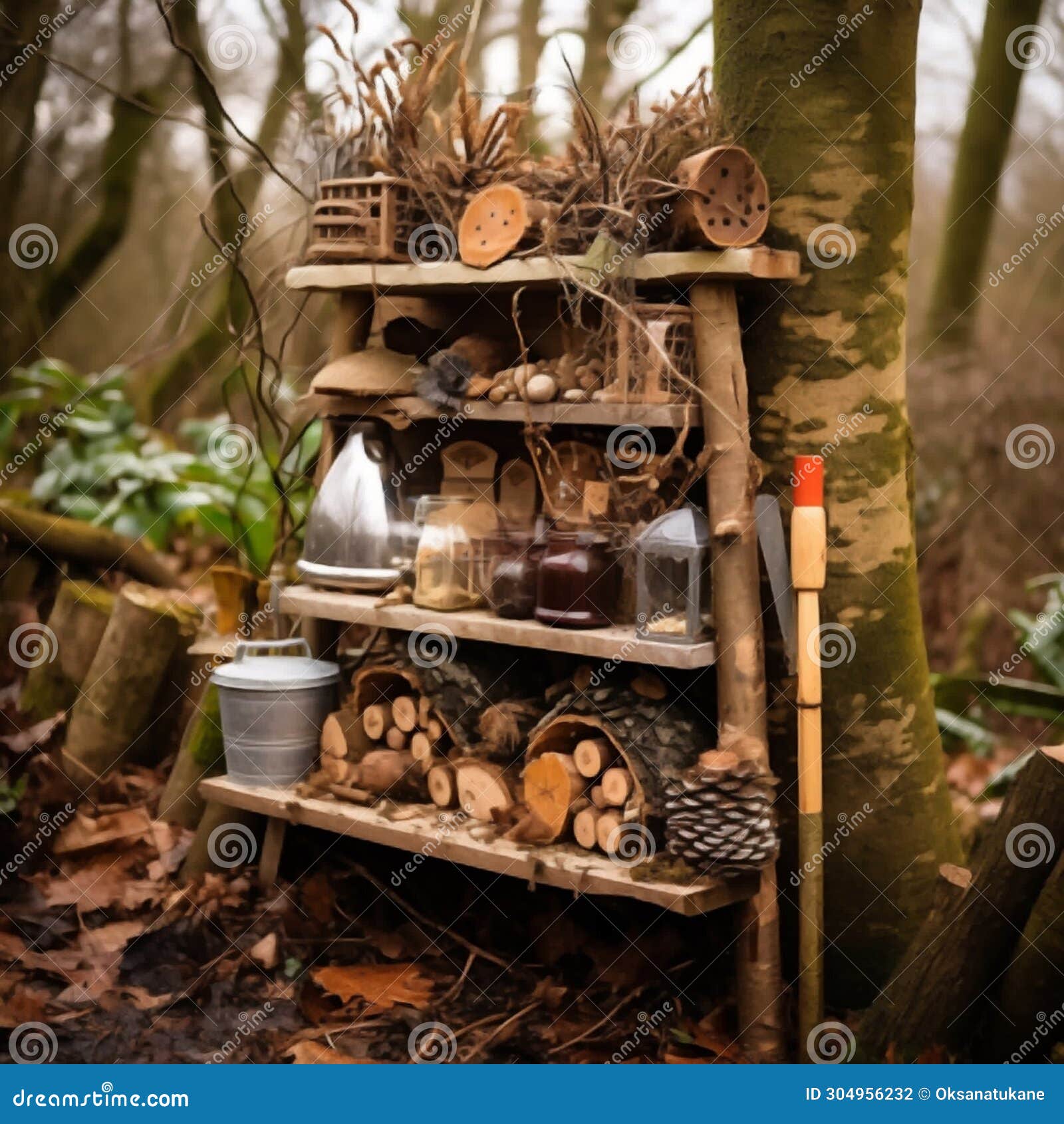 Bug Hotel Close Up. Wooden Eco Materials for Insects. Stock ...