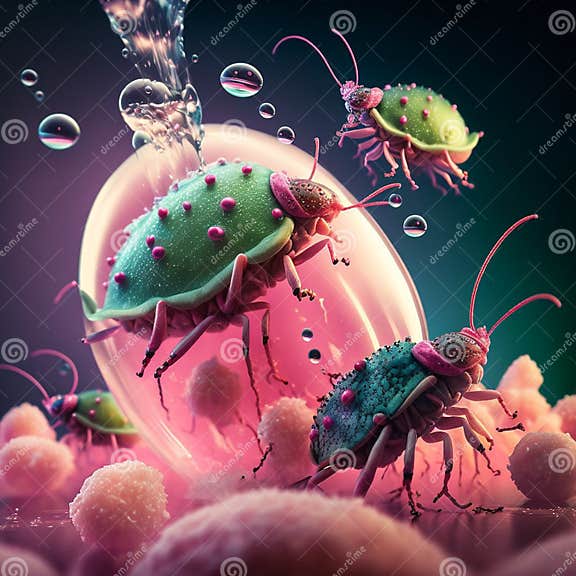 A bug with ice cream stock illustration. Illustration of plant - 271190382