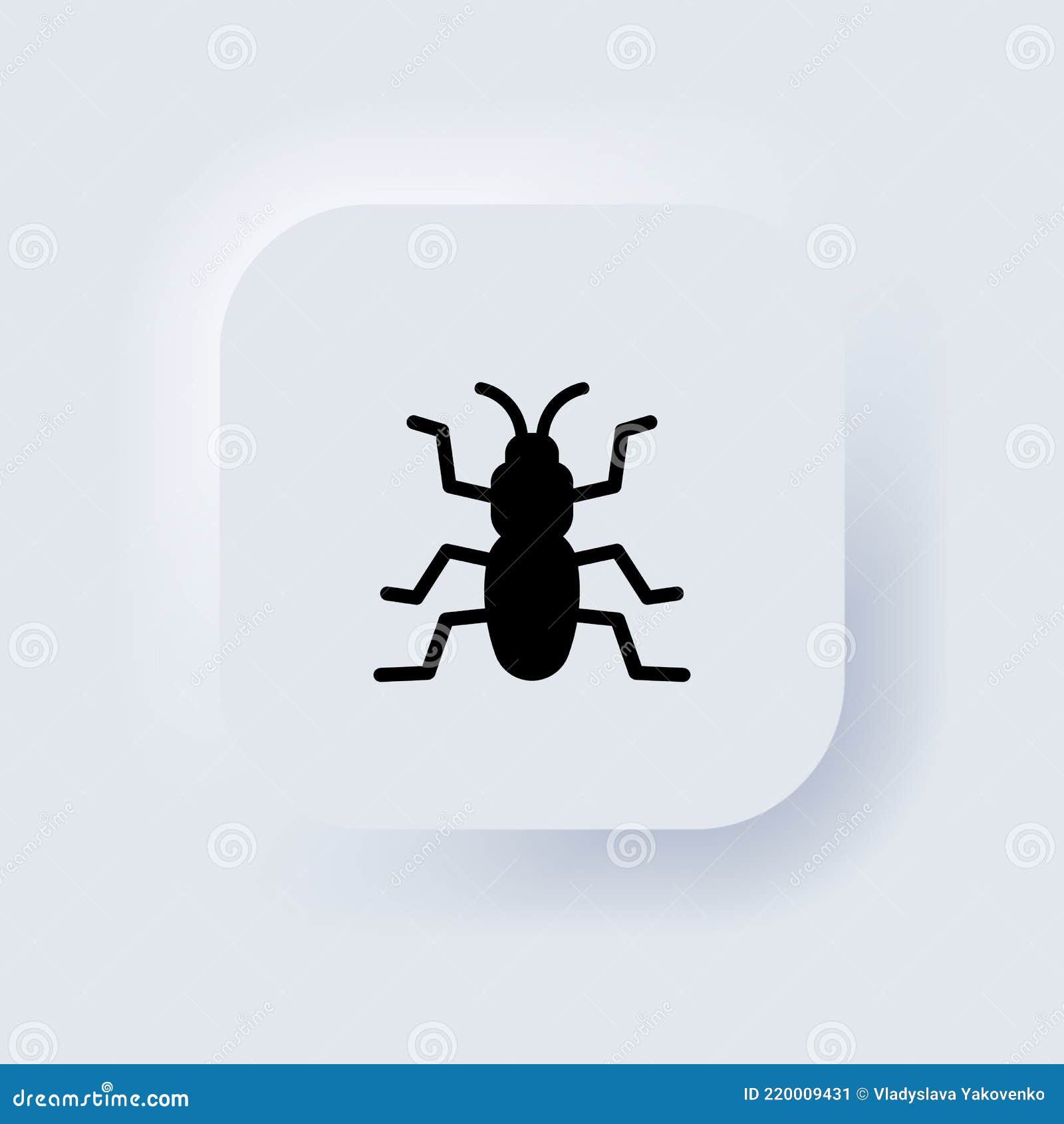 Bug Icon in Black. Insect. Parasite, Ant, Cockroach. Neumorphic UI UX ...