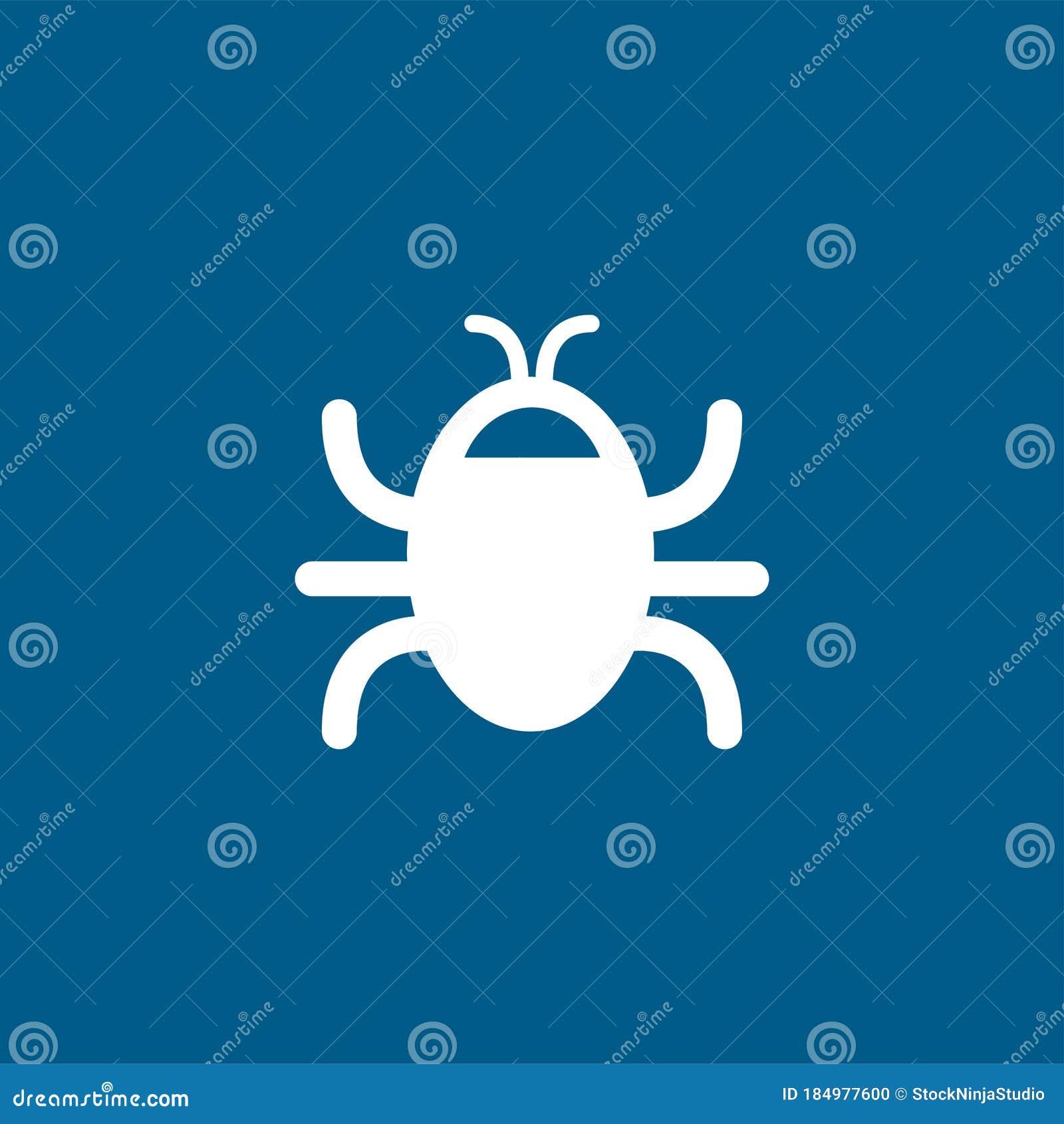 Bug Icon on Blue Background. Blue Flat Style Vector Illustration Stock ...