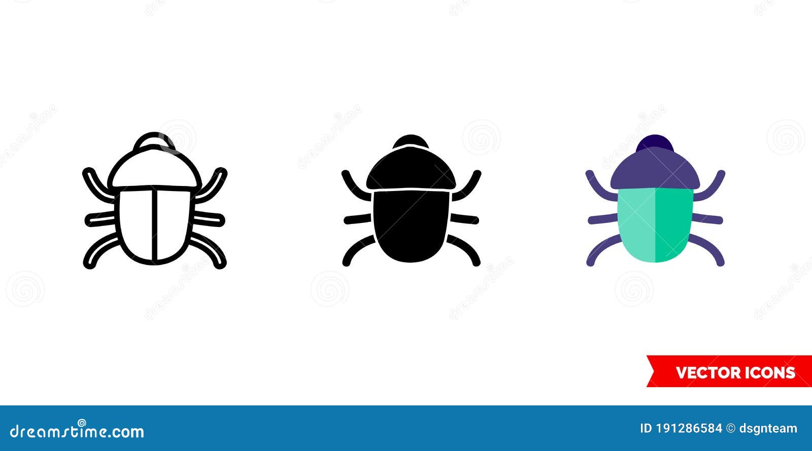 Bug Icon of 3 Types. Isolated Vector Sign Symbol. Stock Vector ...