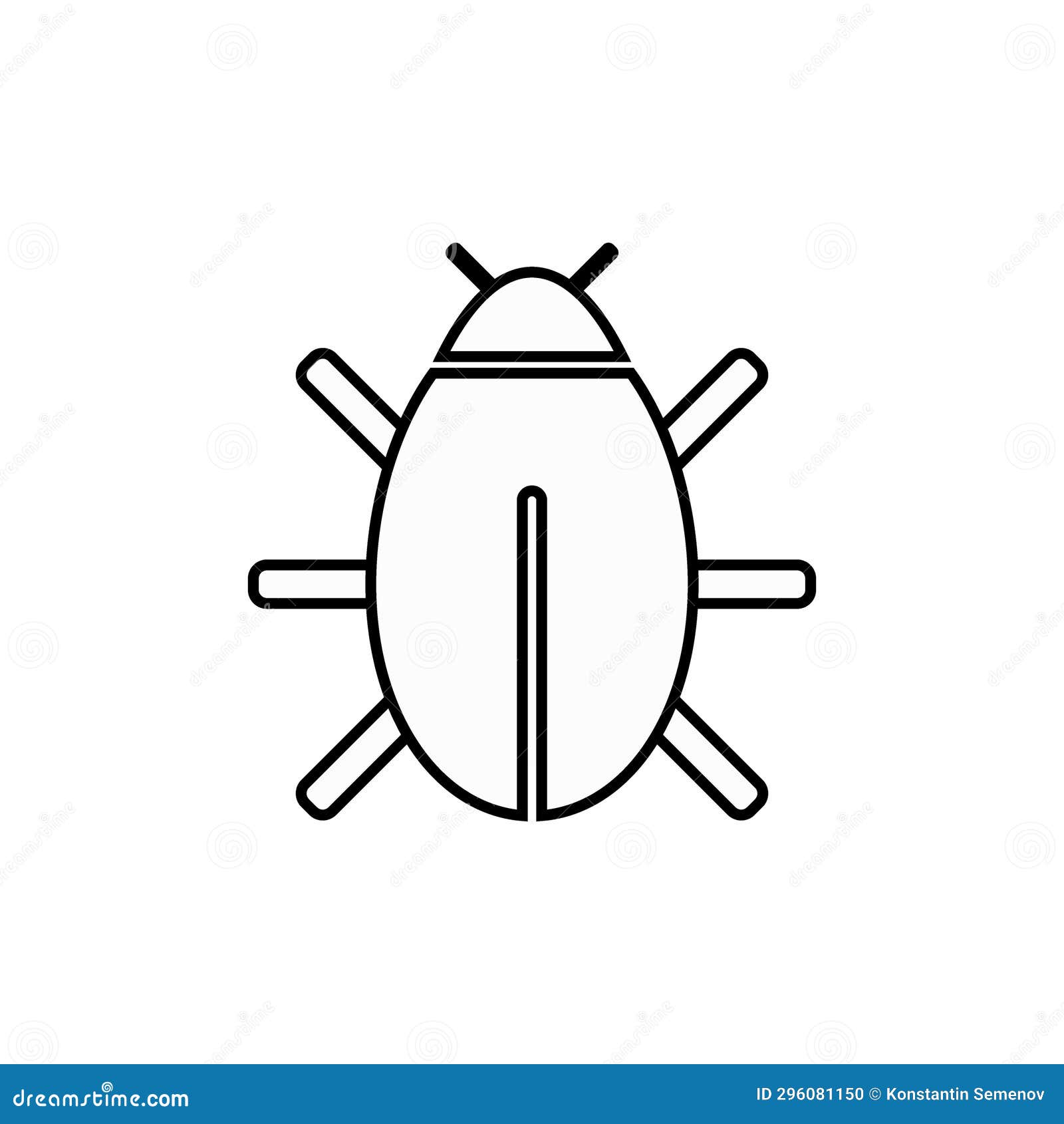 Bug icon on white stock illustration. Illustration of beetle - 296081150