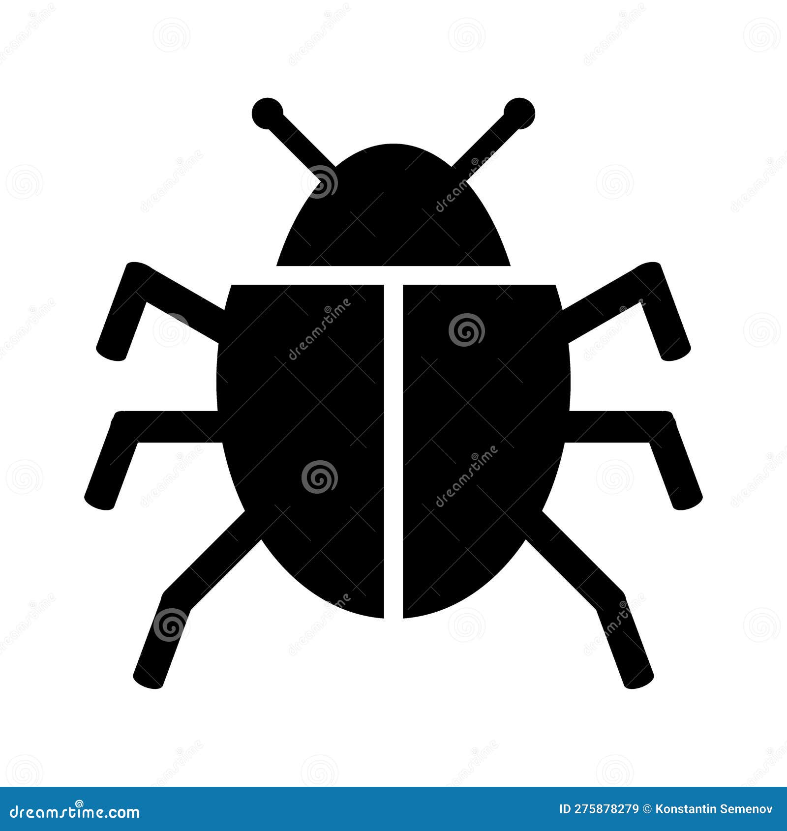 Bug icon on white stock vector. Illustration of black - 275878279