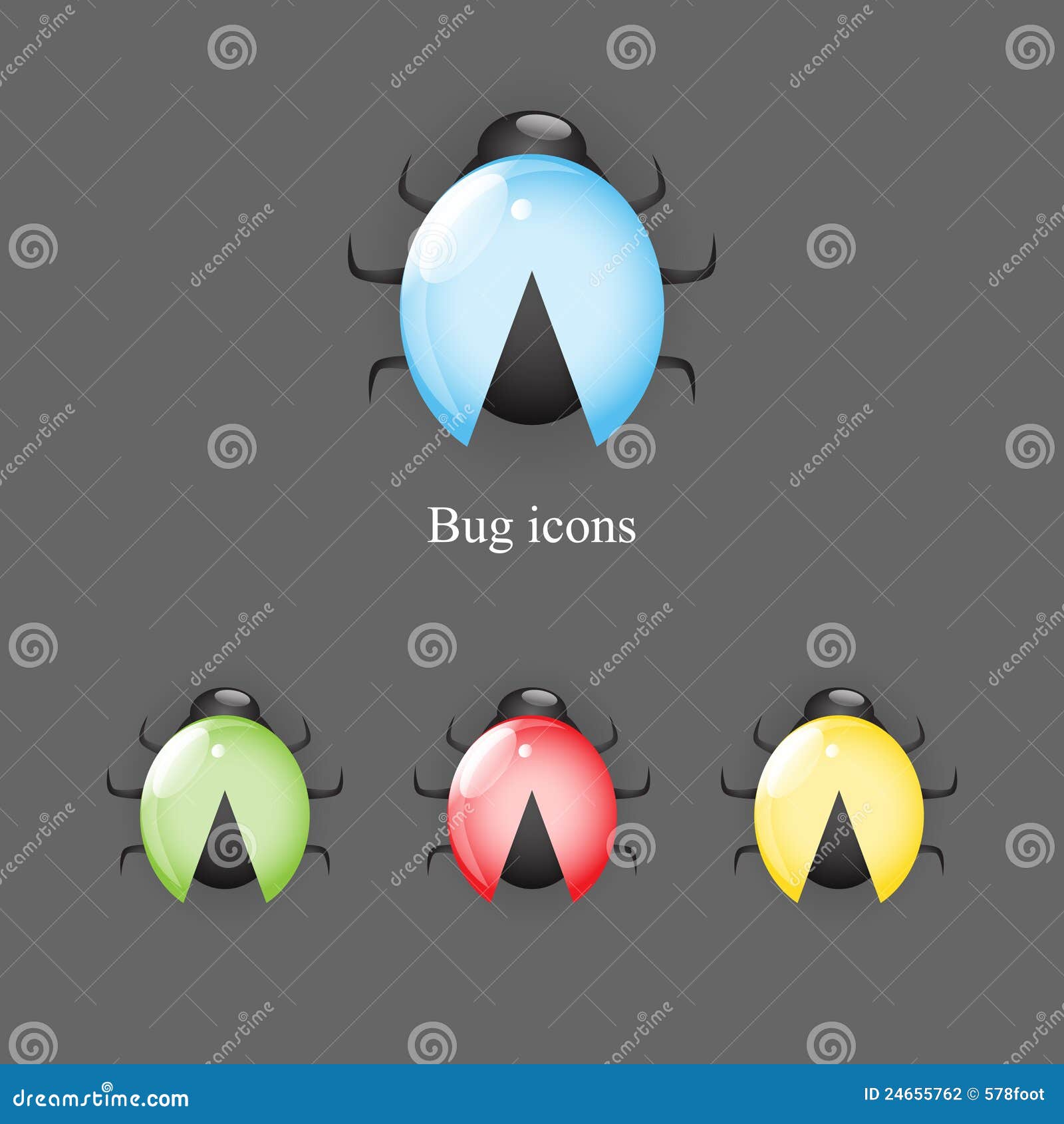 Bug icons stock vector. Illustration of funny, collection - 24655762