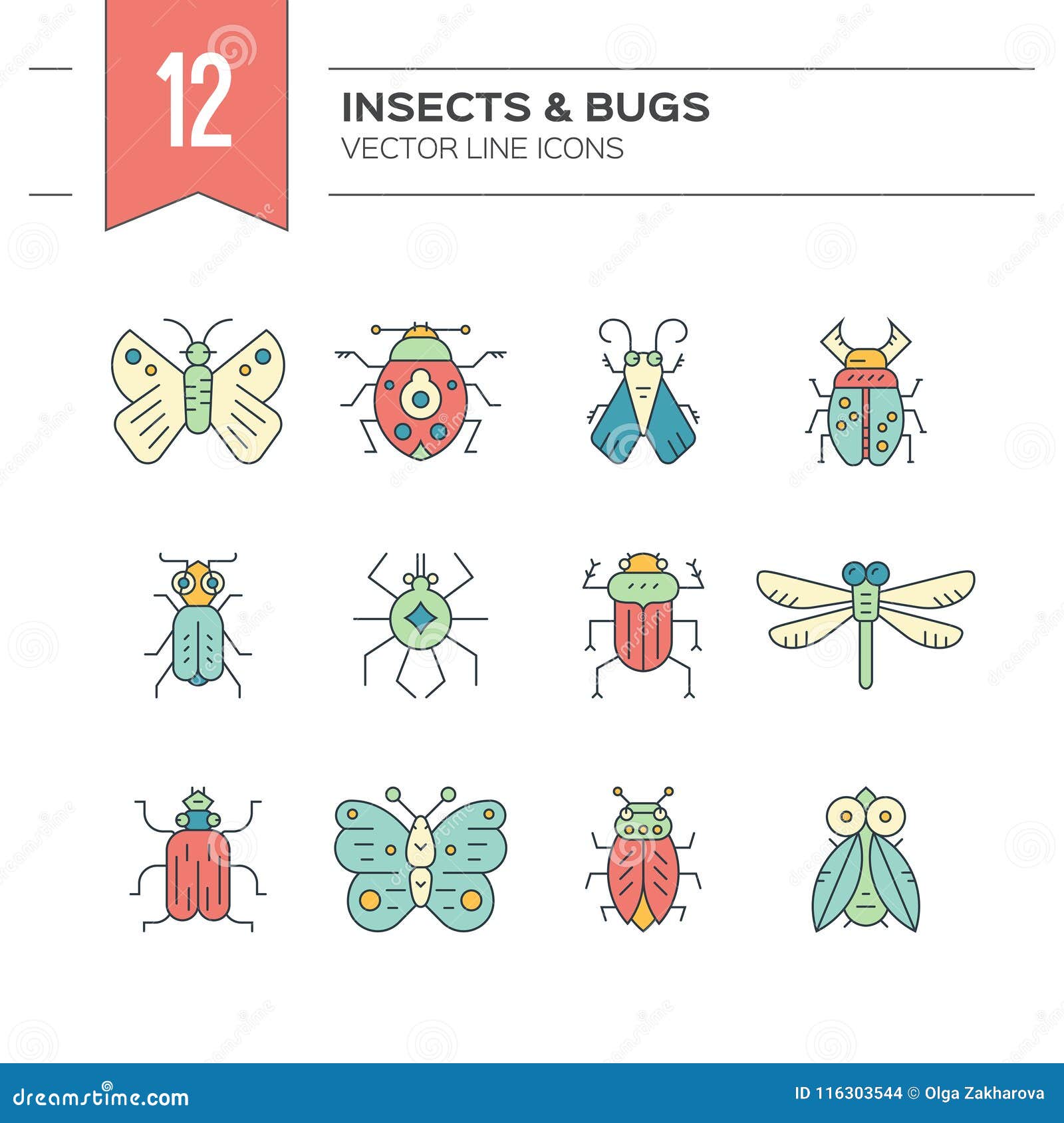 Bug Icons stock vector. Illustration of midge, line - 116303544