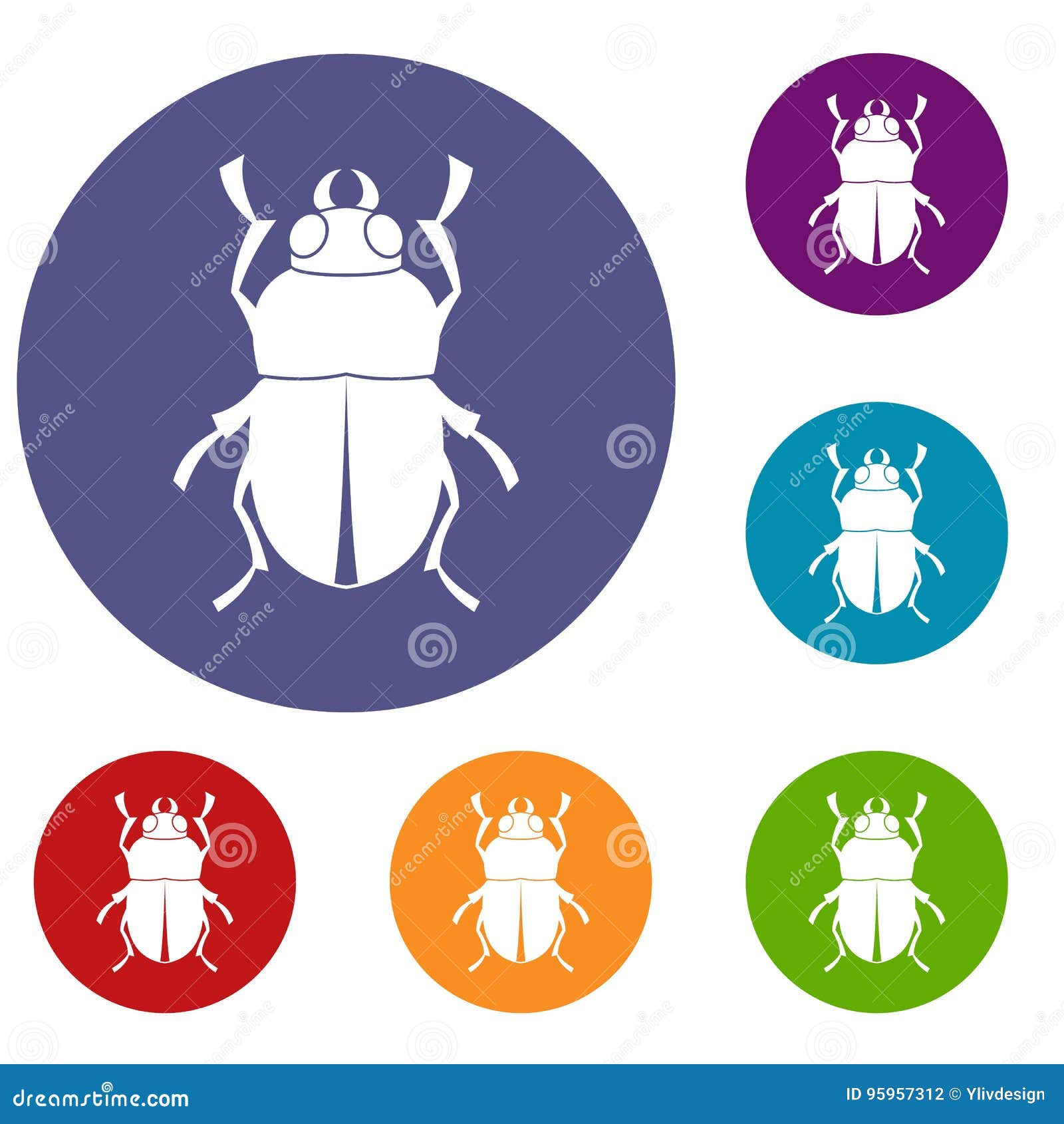 Bug icons set stock vector. Illustration of blue, decorative - 95957312