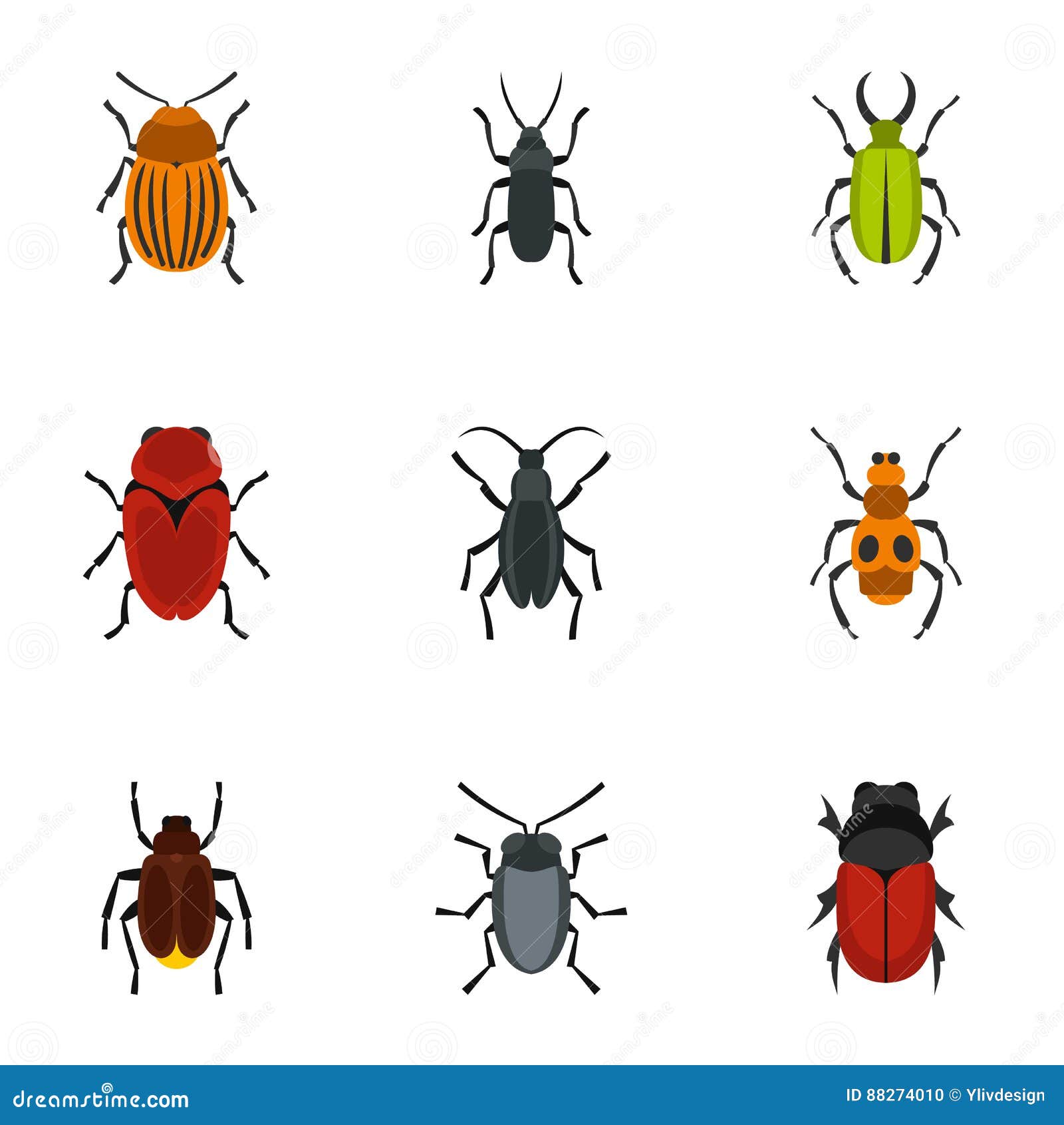 Bug icons set, flat style stock vector. Illustration of natural - 88274010 Bug icons set, flat style stock vector. Illustration of natural - 88274010