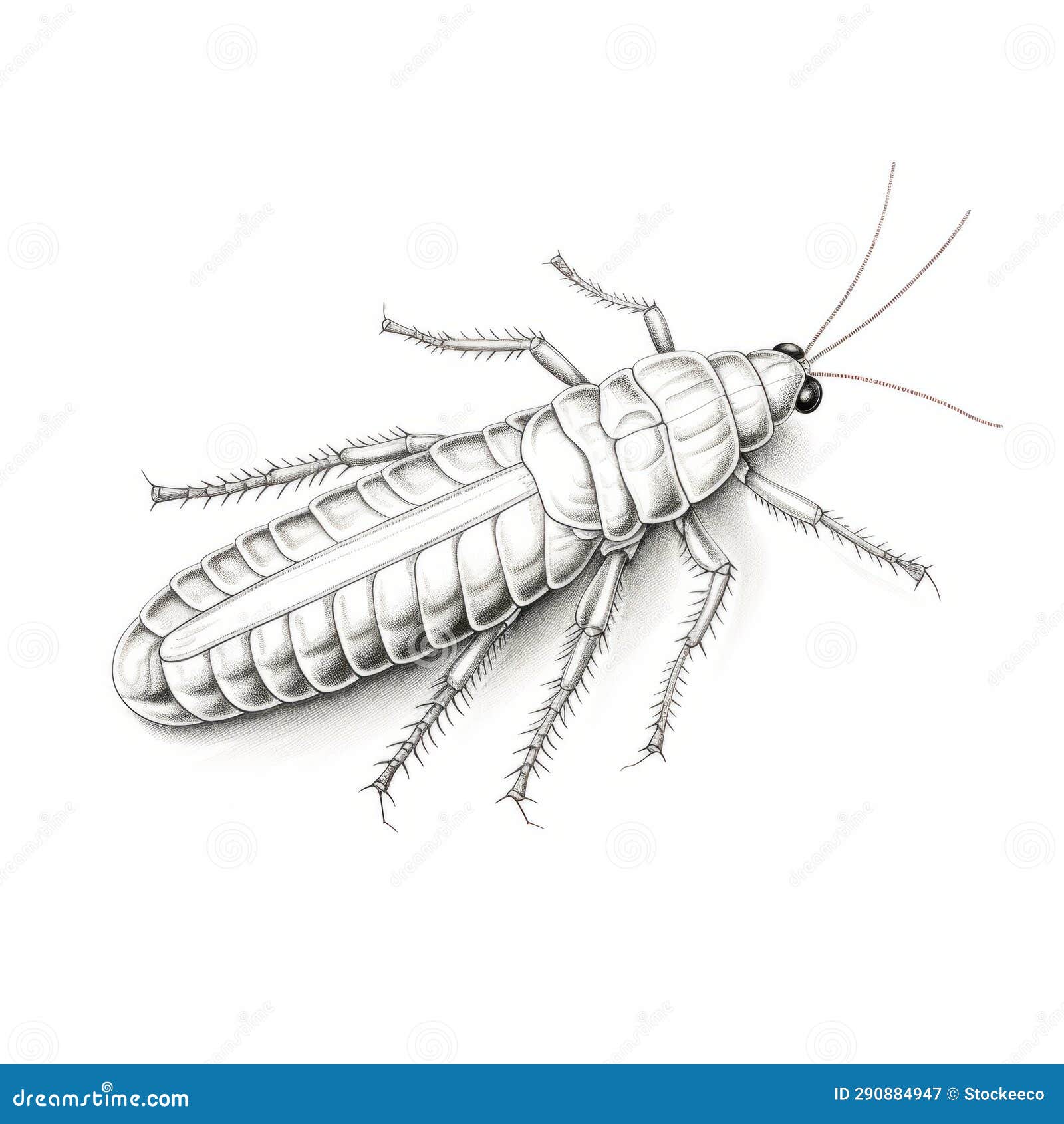 Vintage-style Illustration of Silverfish on White Background Stock ...