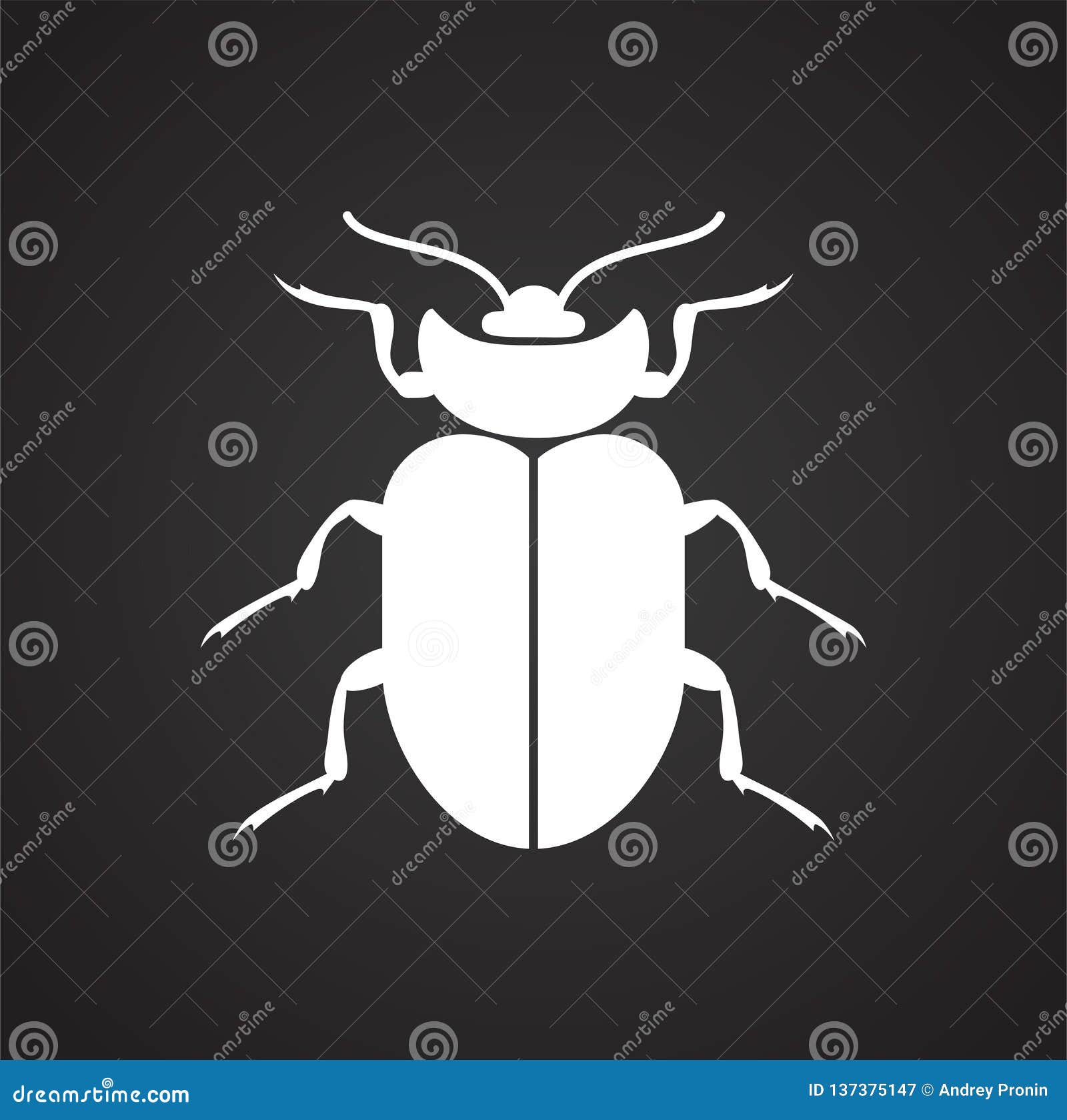 Bug Insect Icon on Black Background for Graphic and Web Design, Modern ...
