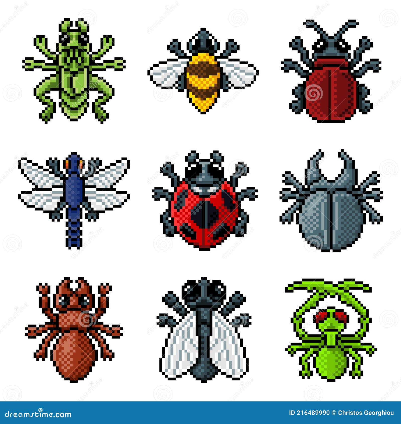 Bug Insect Pixel Art Video Game Beetle 8 Bit Icons Stock Vector ... Bug Insect Pixel Art Video Game Beetle 8 Bit Icons Stock Vector ...