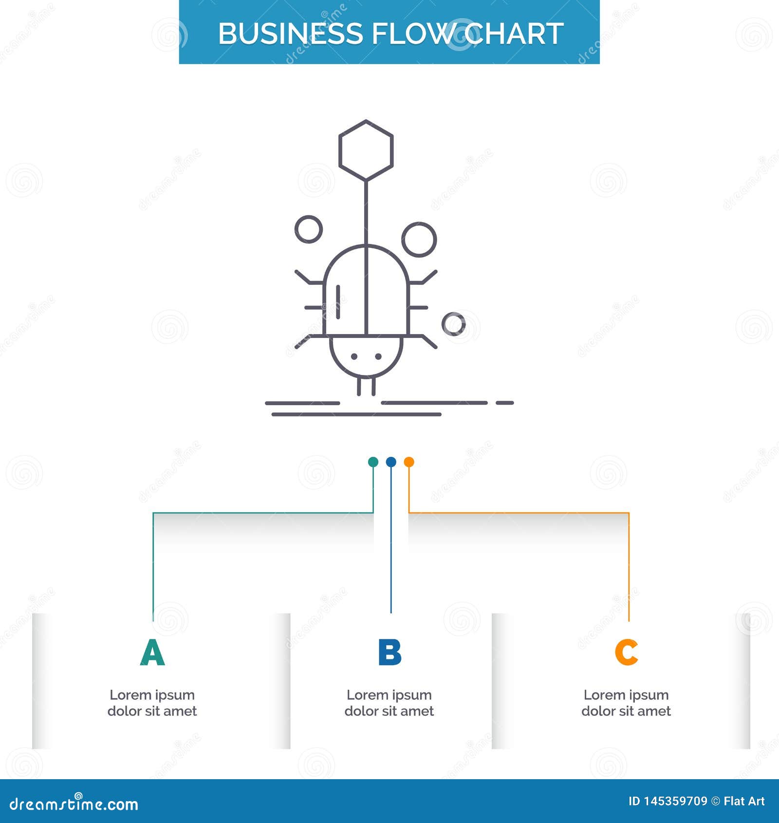 Bug, Insect, Spider, Virus, Web Business Flow Chart Design with 3 Steps ...