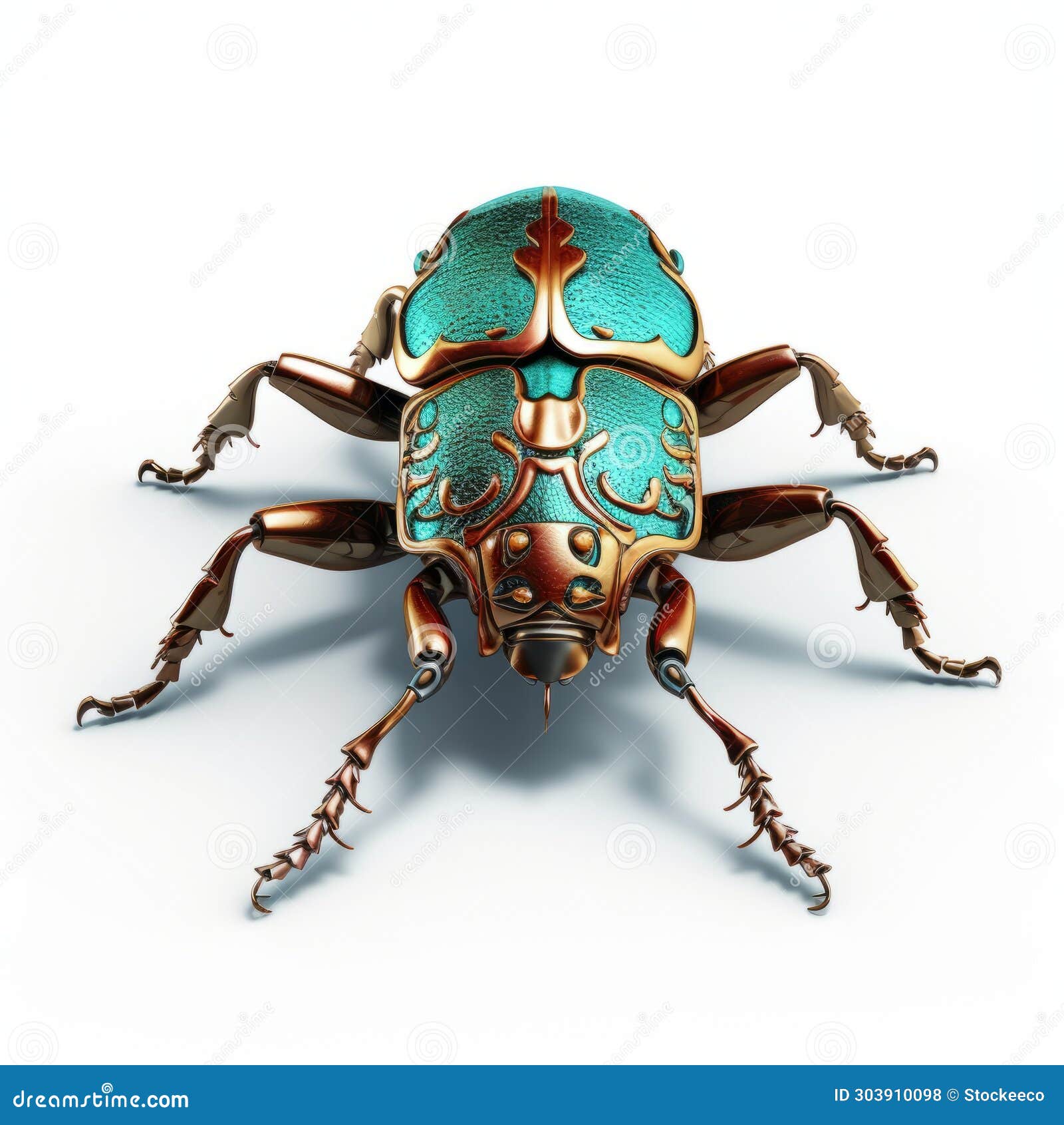 Turquoise Beetle: Stunning 3d Illustration in Light Bronze and Gold ...