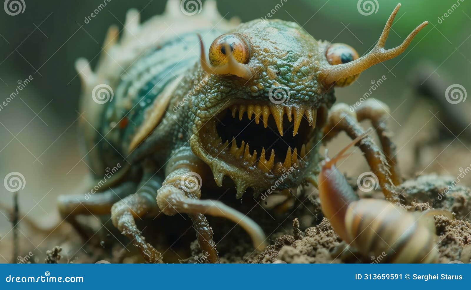 A Bug with a Large Mouth and Sharp Teeth is Eating Another Insect, AI ...