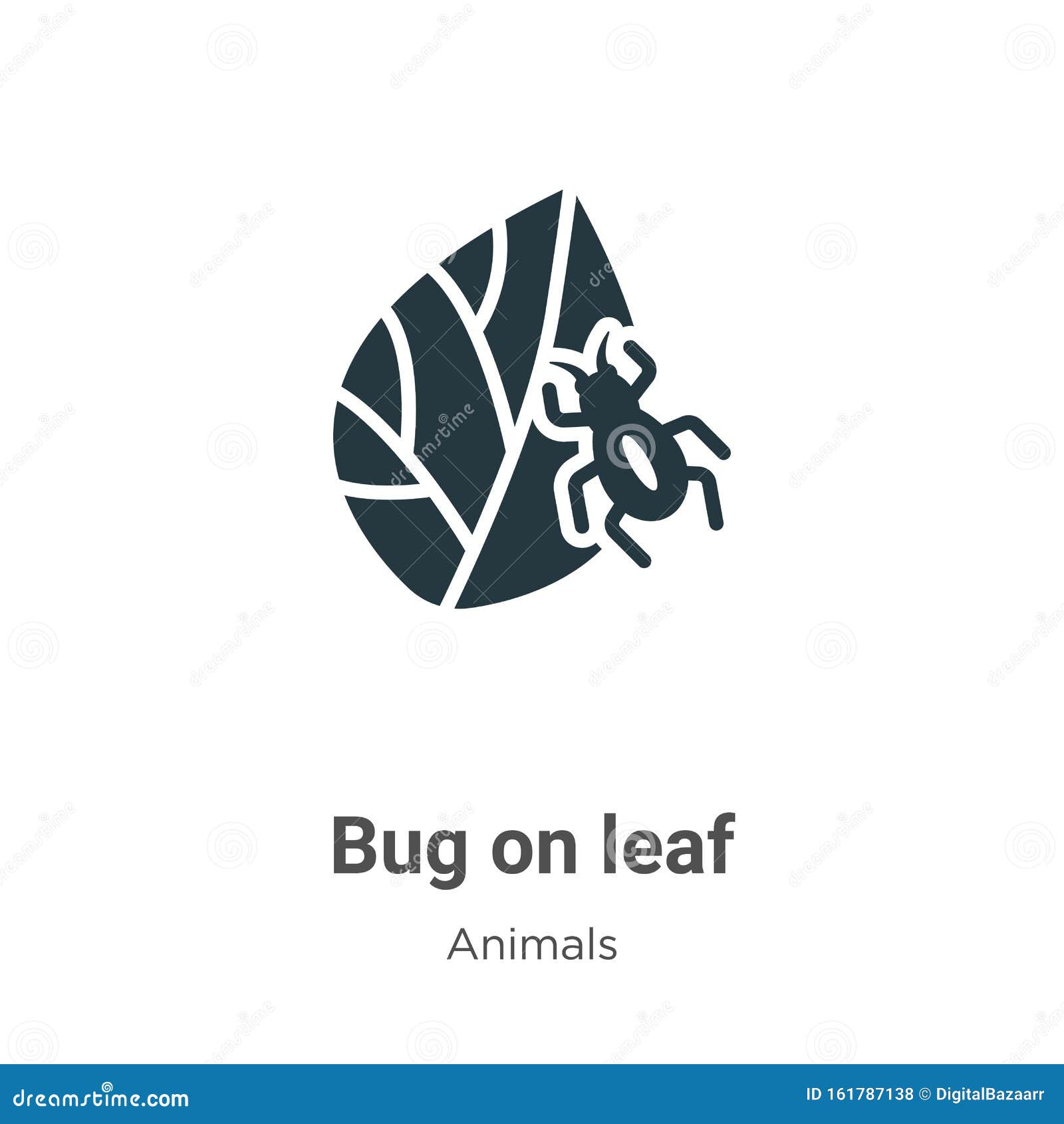 Bug on Leaf Vector Icon on White Background. Flat Vector Bug on Leaf ...