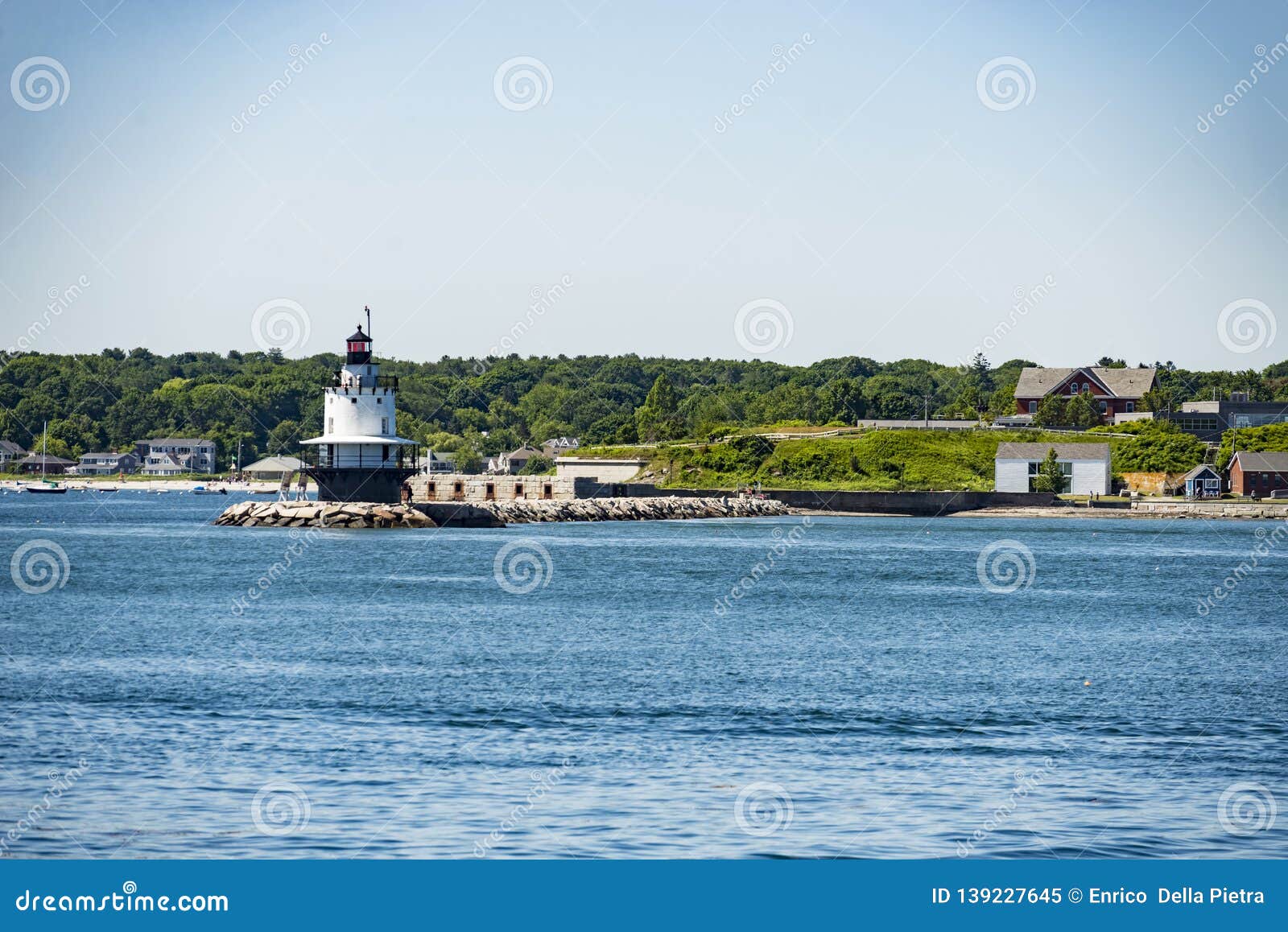 The Bug Light Lighthouse in South Portland, Maine Stock Image - Image ...