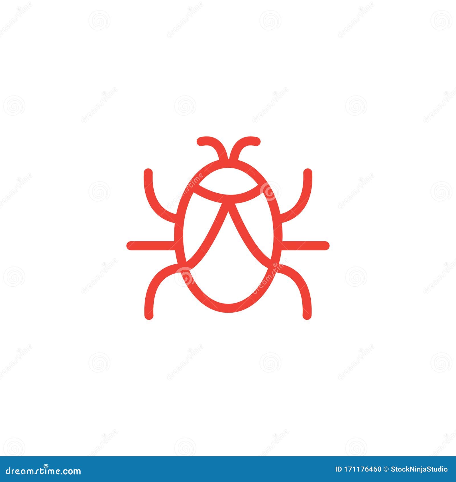 Bug Line Red Icon on White Background. Red Flat Style Vector ...