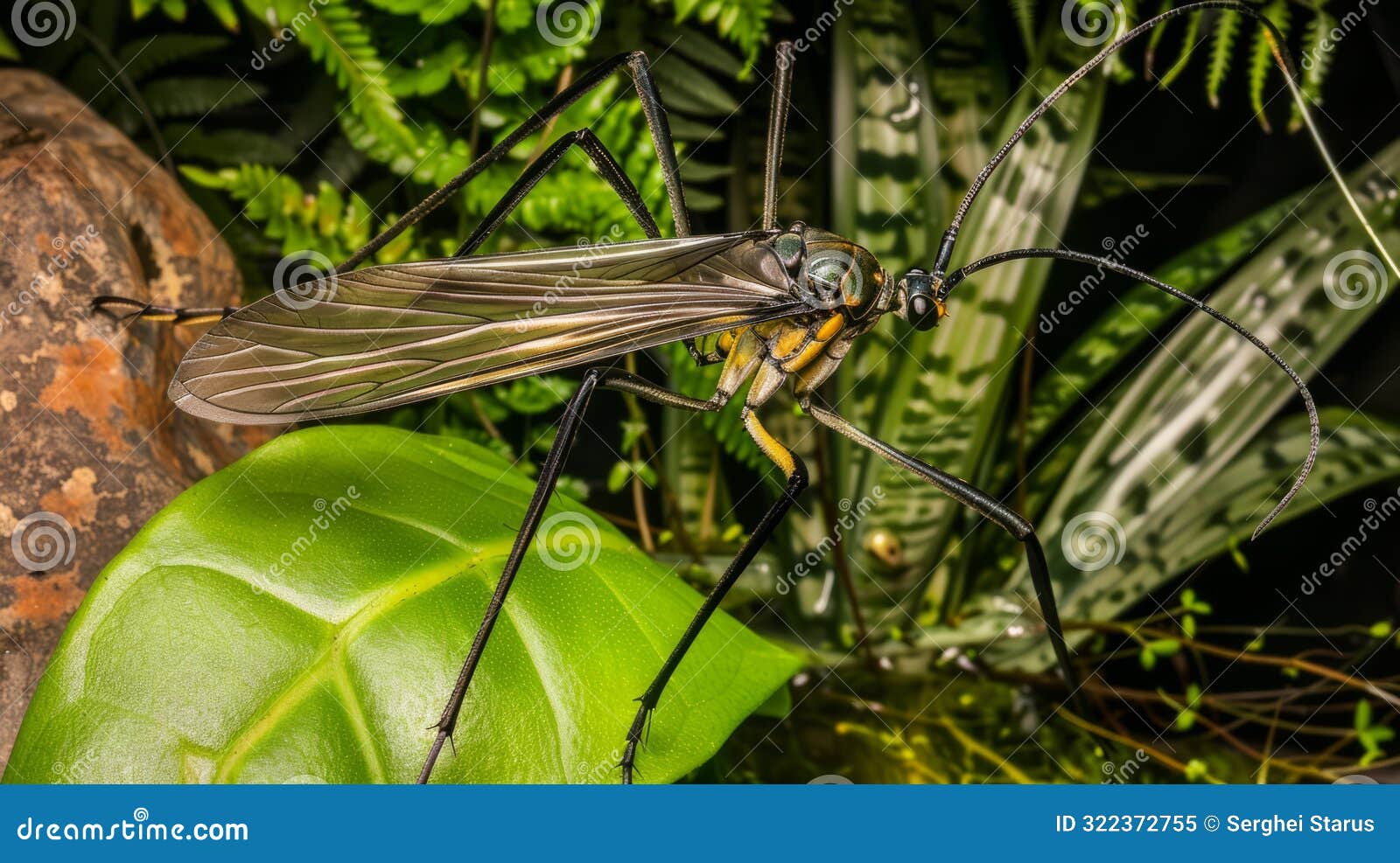 A Bug with Long Antennae on a Leaf in the Jungle, AI Stock Image ...