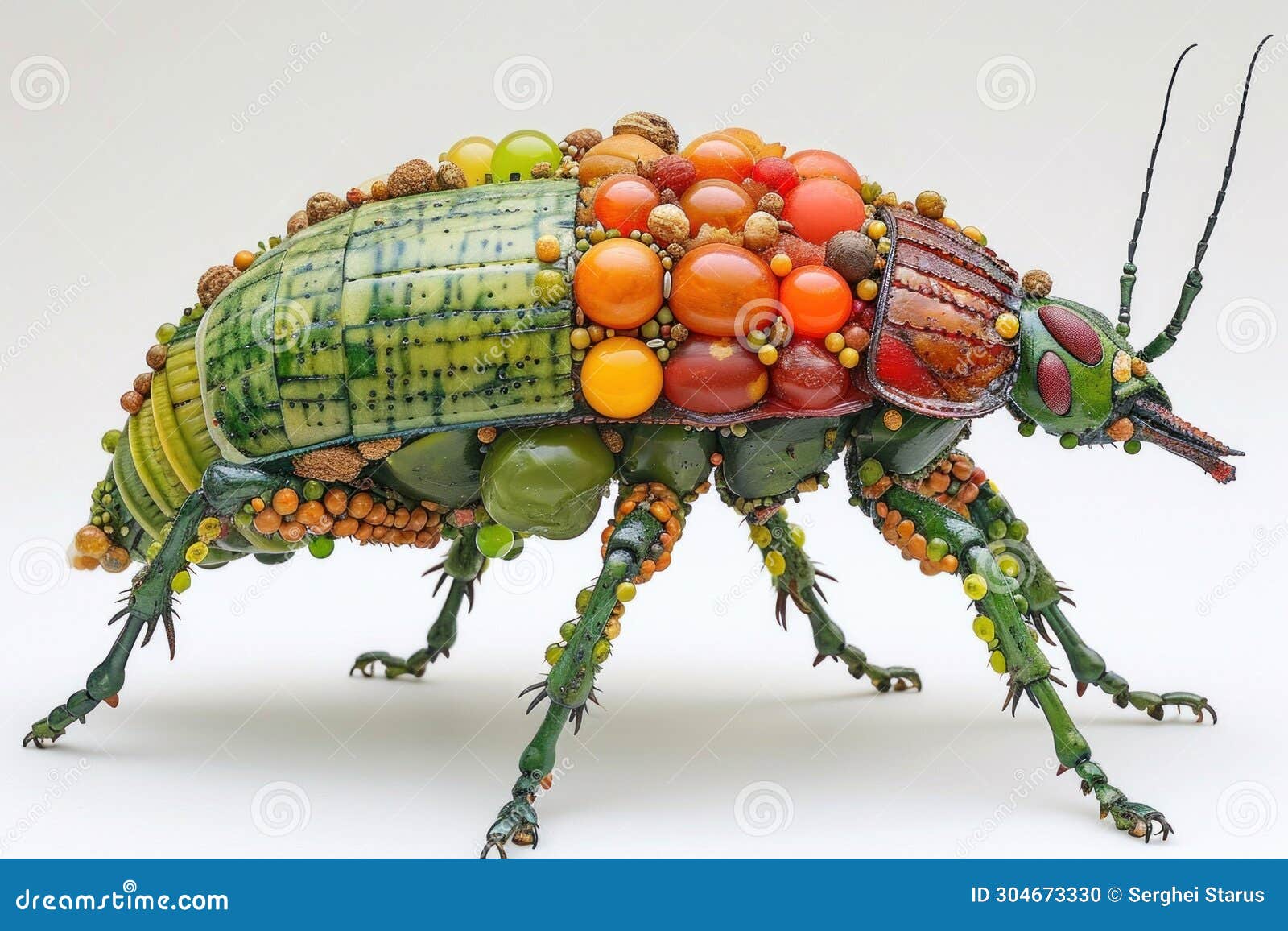 A Bug Made of Fruits and Vegetables is Displayed on a Table, AI Stock ...