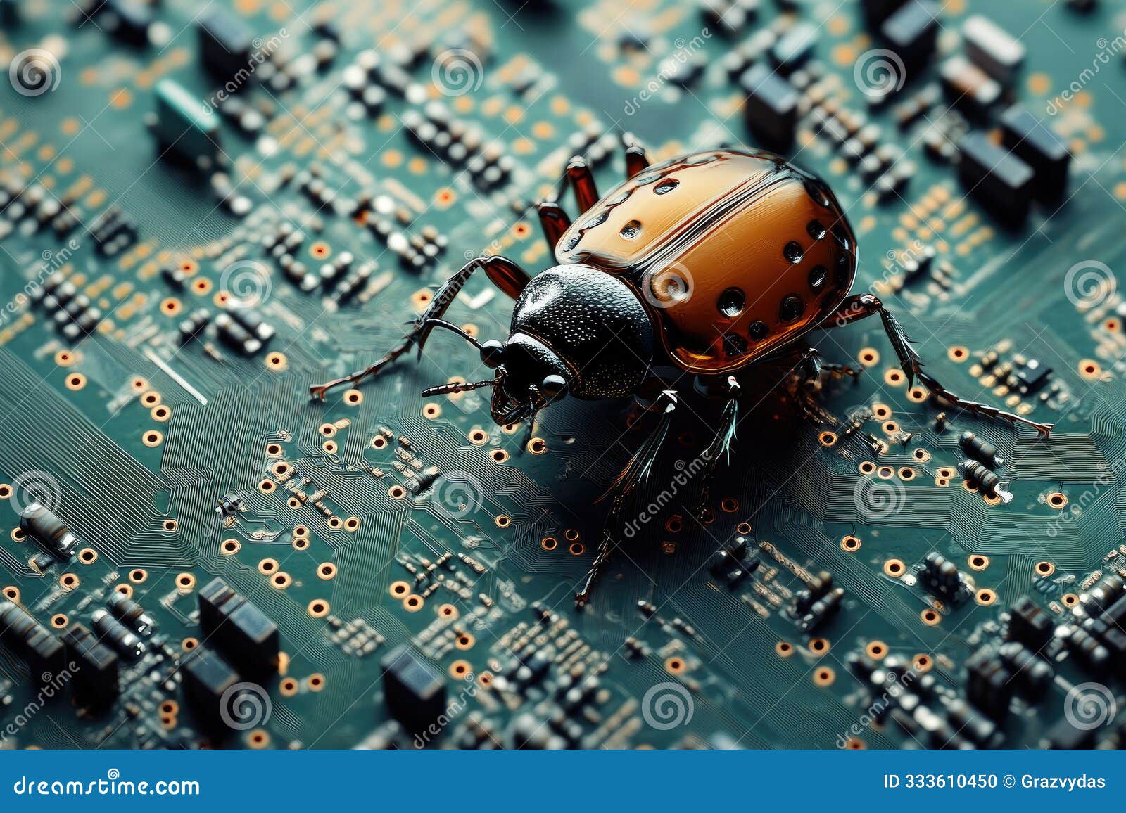 The Bug on the Motherboard of a Computer As a Symbol of a Damaged Code ...