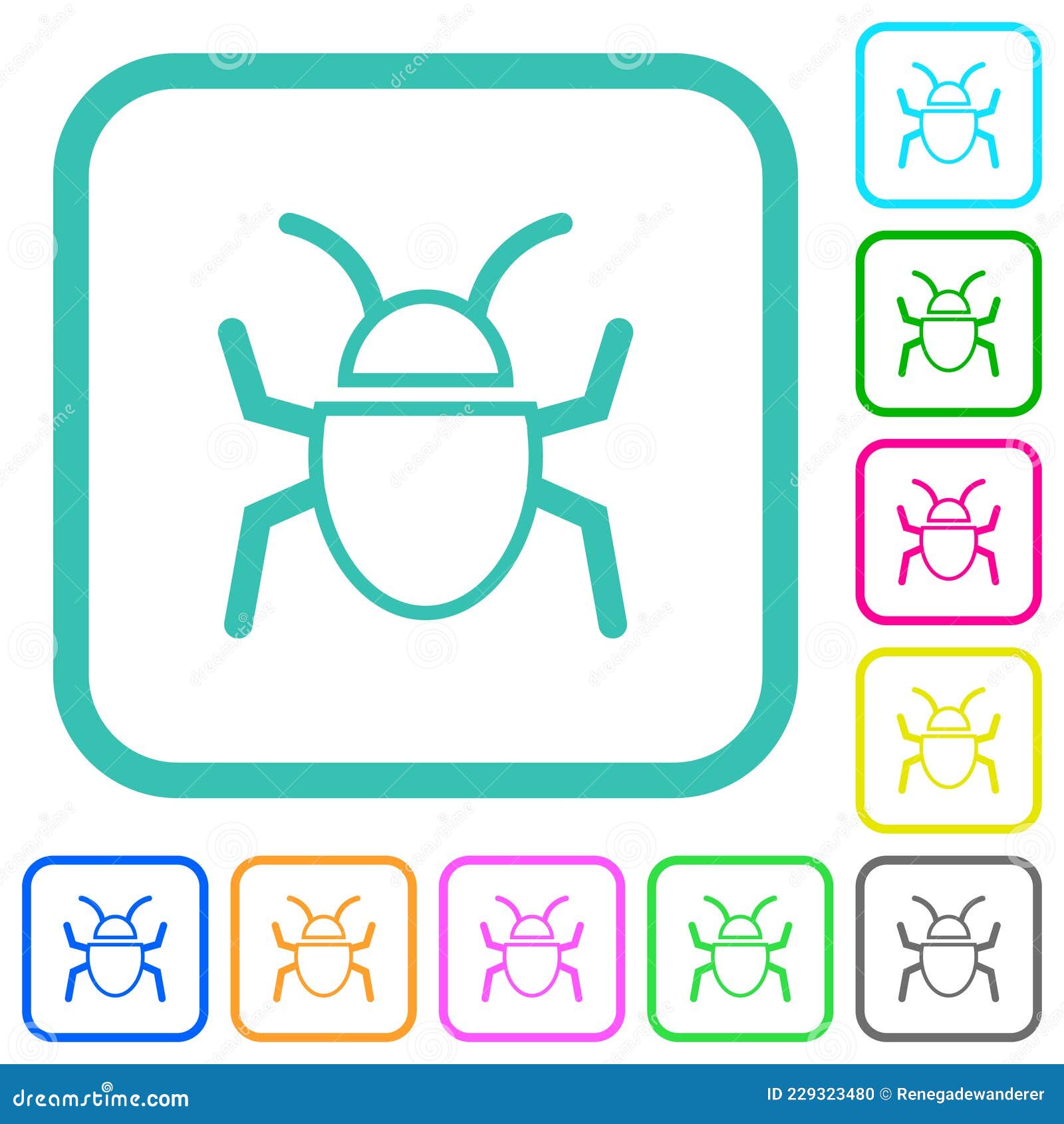 Bug Outline Vivid Colored Flat Icons Stock Vector - Illustration of ...