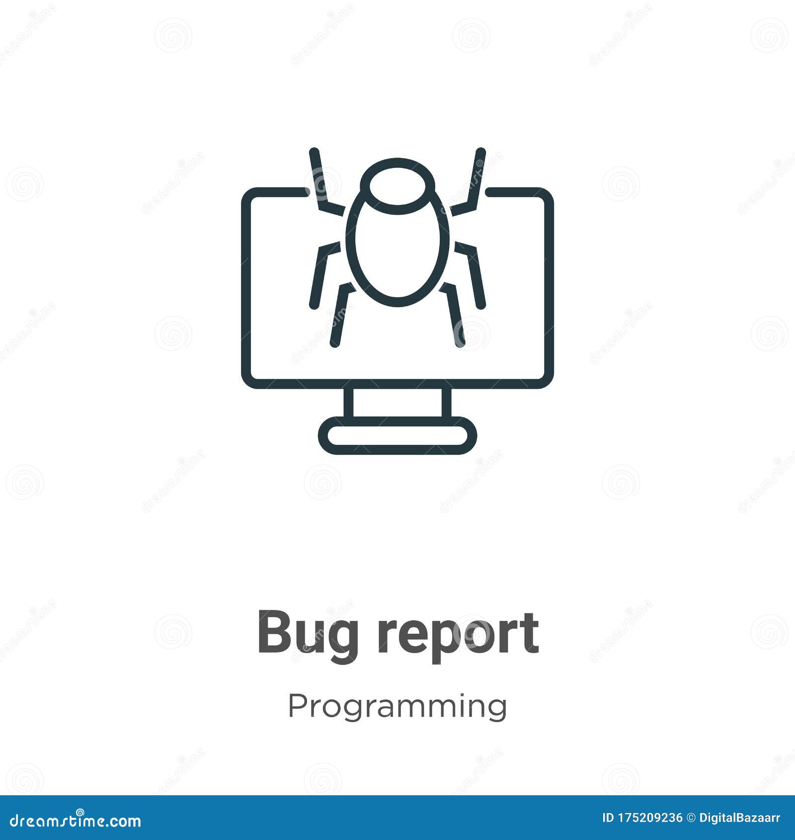 Bug Report Outline Vector Icon. Thin Line Black Bug Report Icon, Flat ...