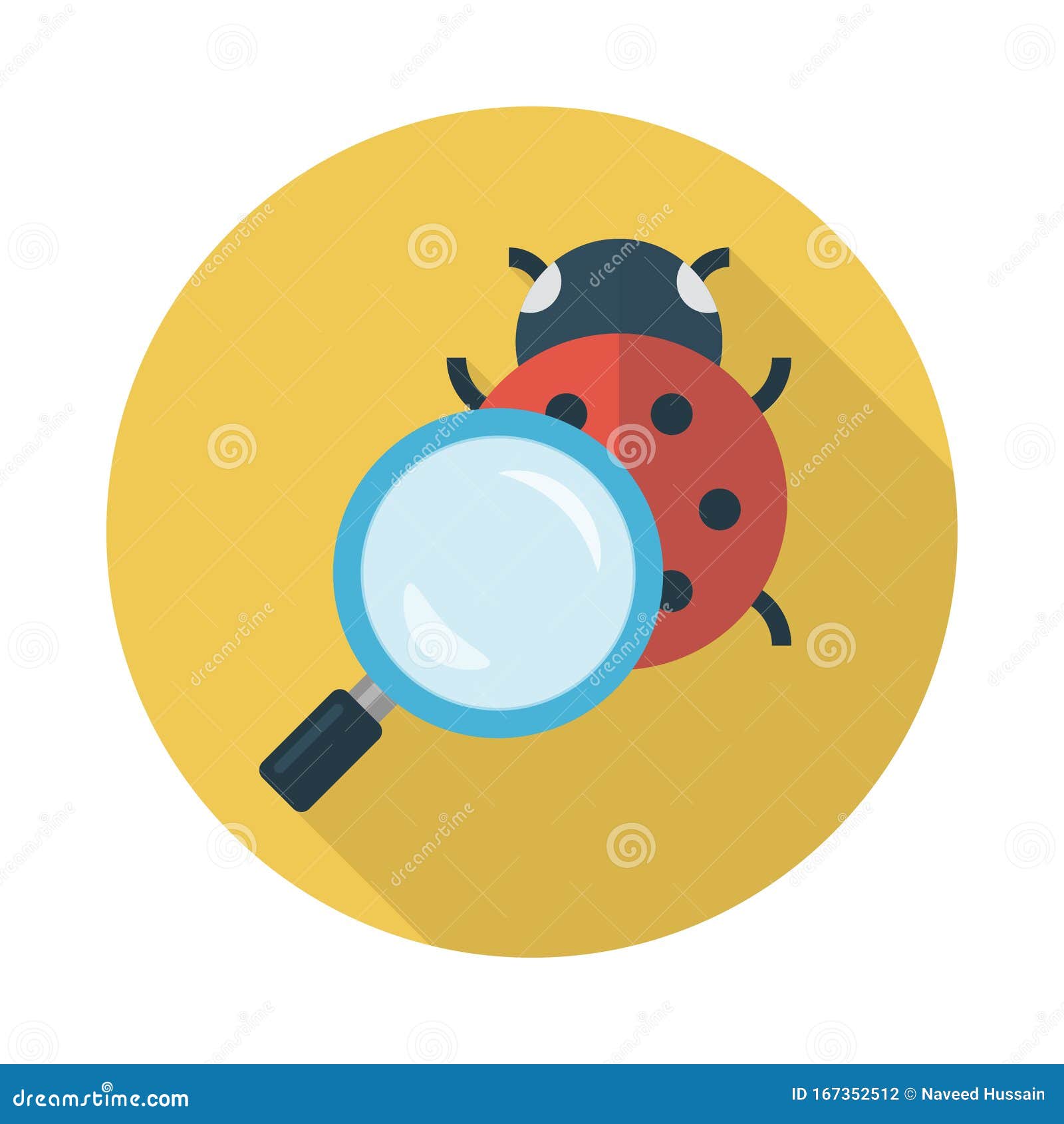 Bug Search Vector Flat Color Icon Stock Illustration - Illustration of ...