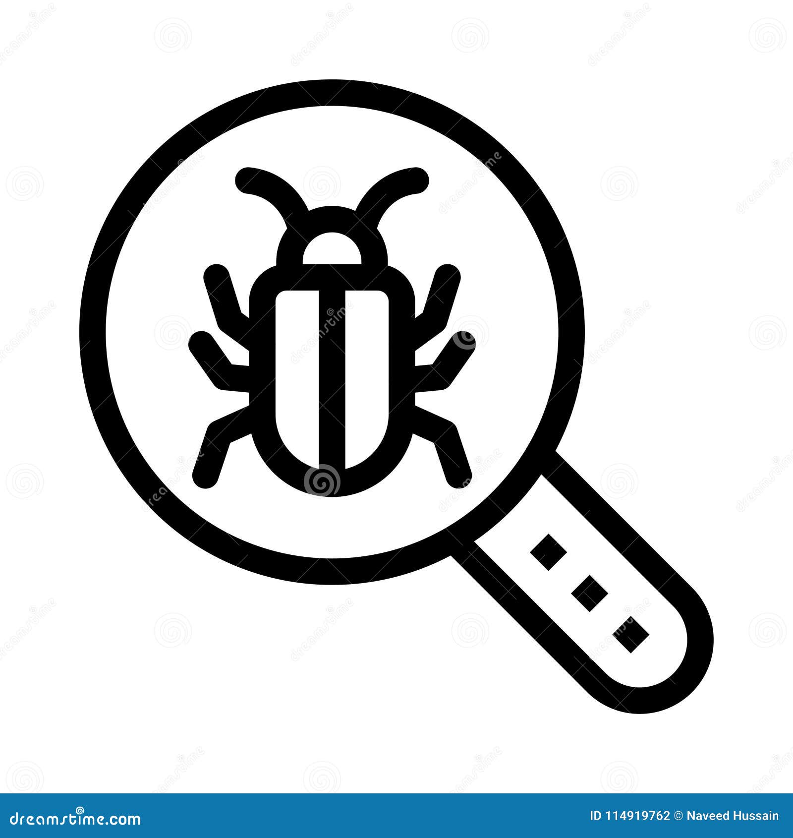 Bug Search Vector Line Icon Stock Vector - Illustration of product ...