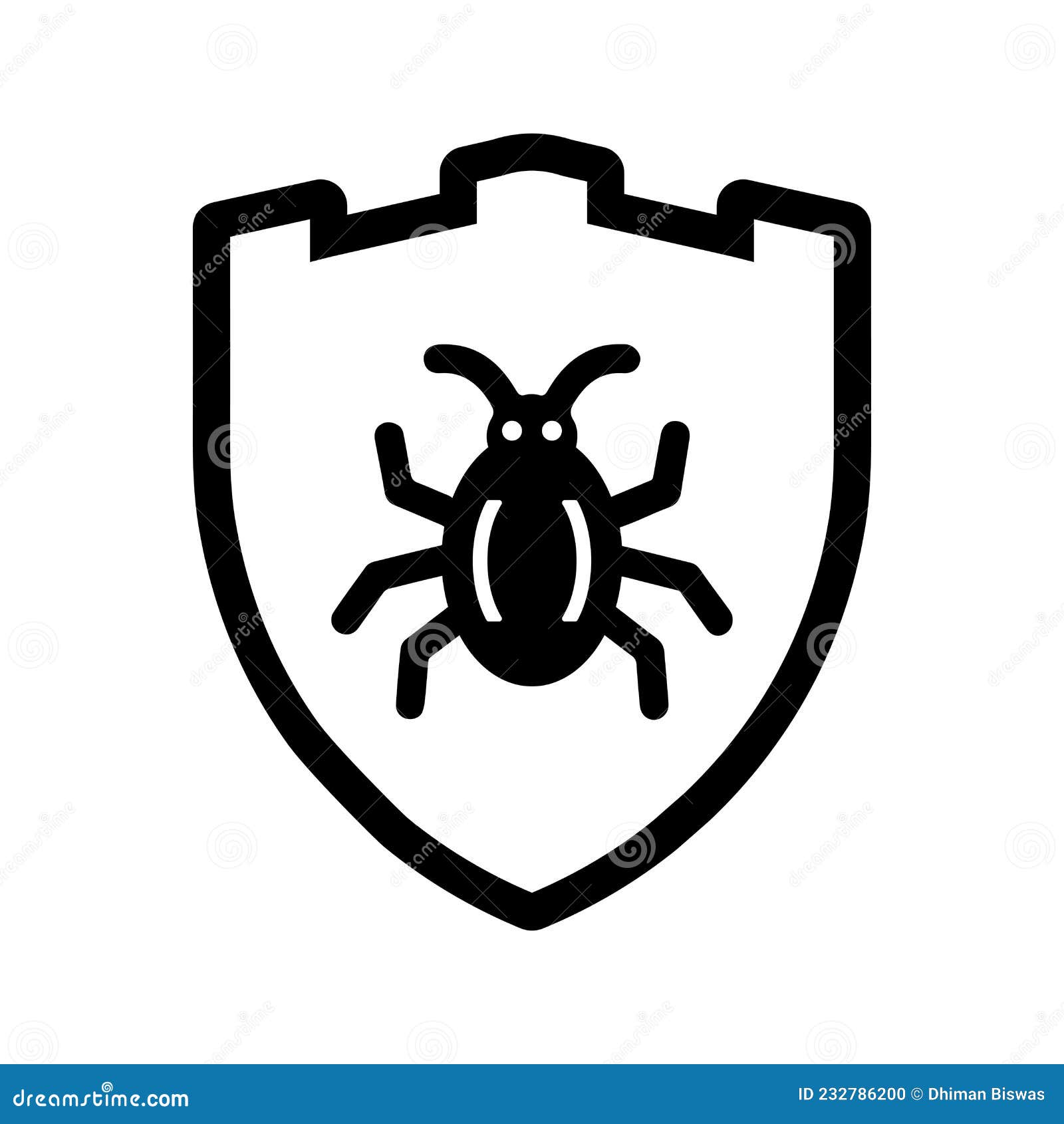 Bug, Security Icon. Black Vector Graphics Stock Vector - Illustration ...